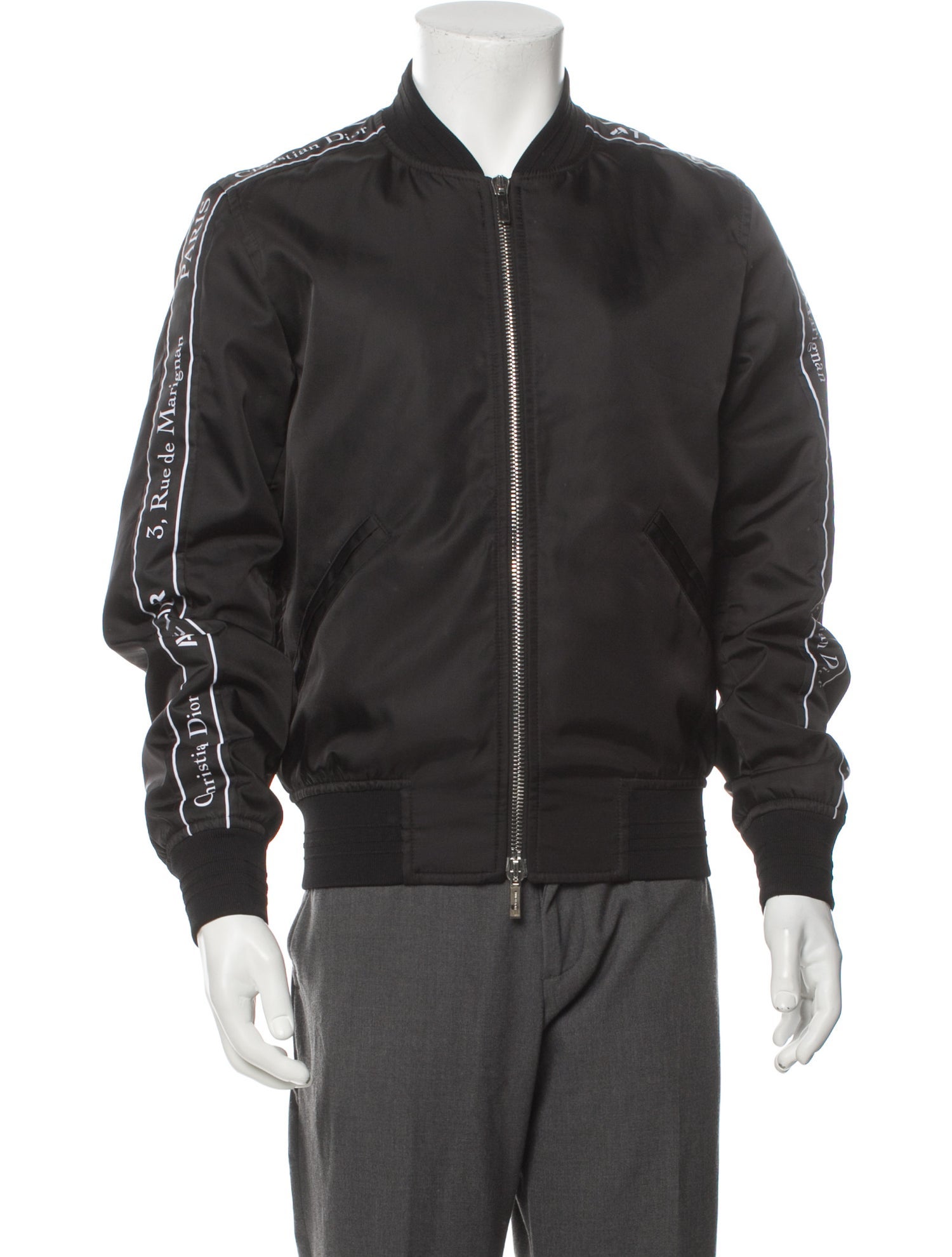 Dior Homme 2018 Christian Dior Atelier Logo Tape Bomber Jacket Black Outerwear Clothing