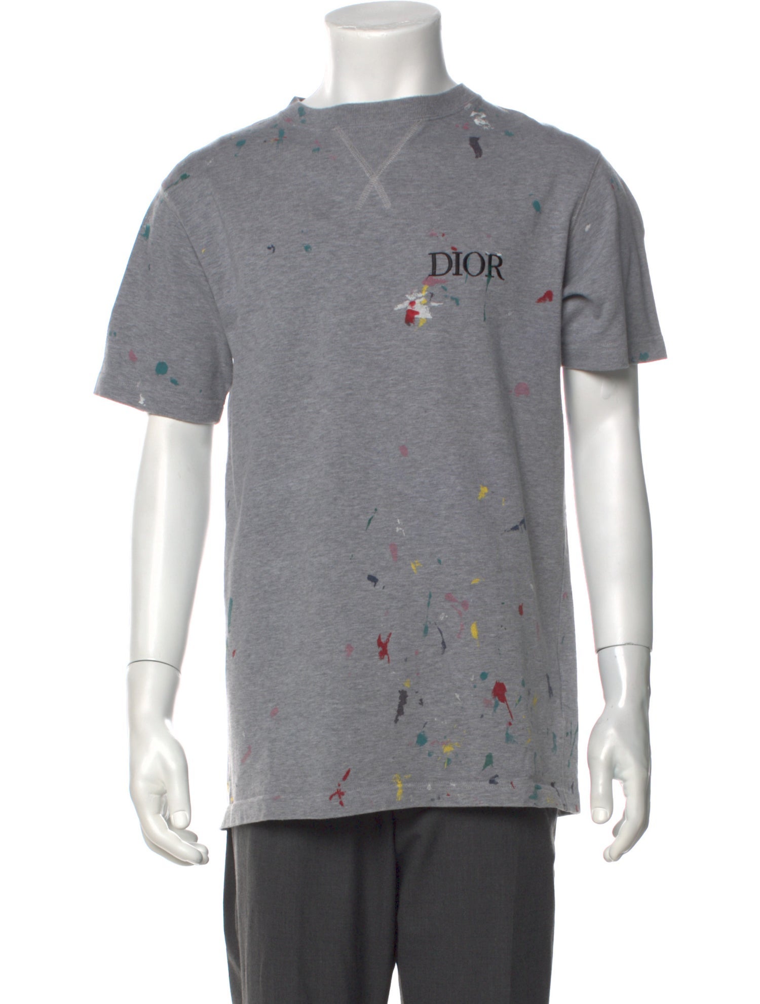 DIOR MEN 2021 Paint Splatter T-Shirt - Grey T-Shirts, Clothing ...