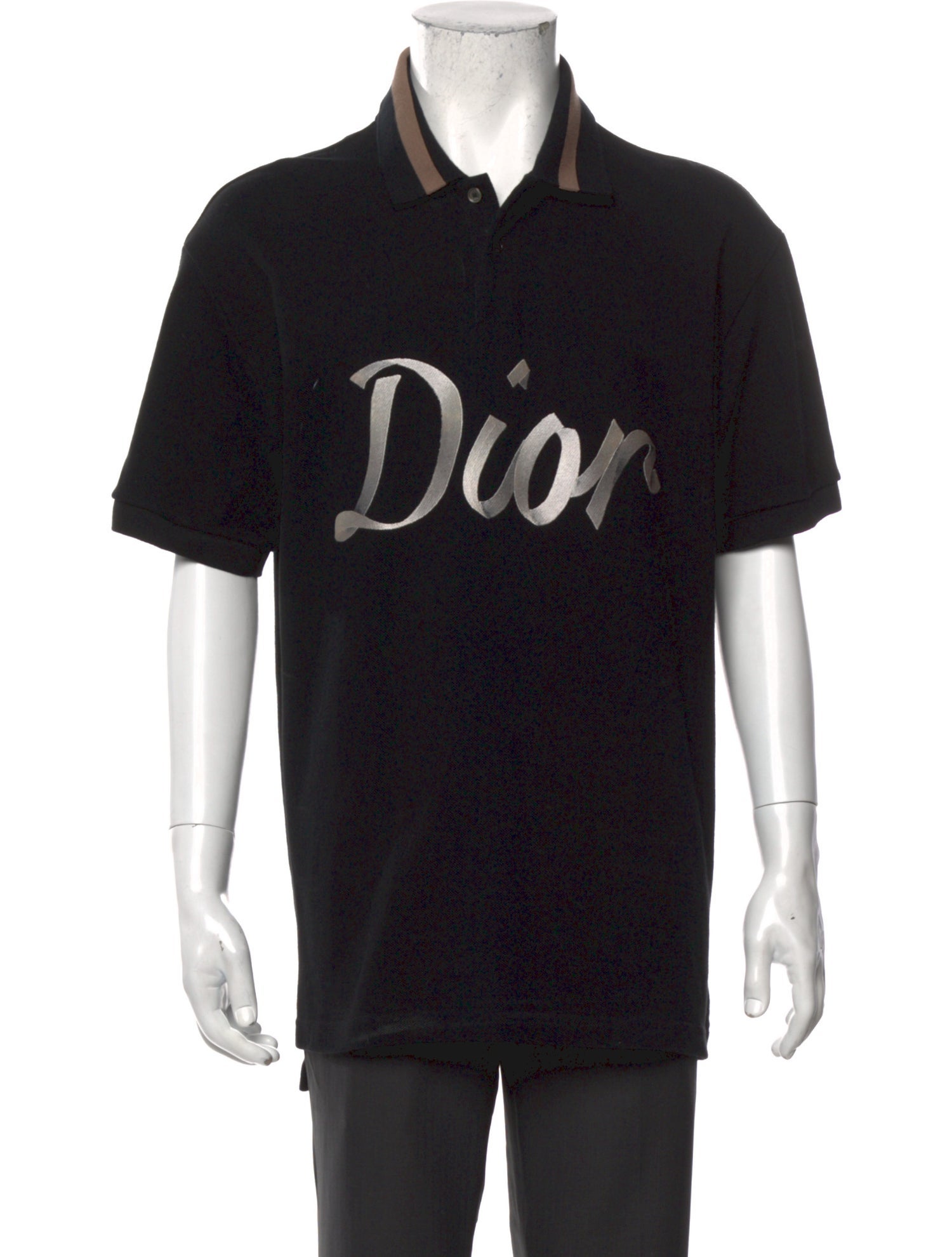 DIOR MEN Signature Logo Graphic Print Polo Shirt - Black Polos ...