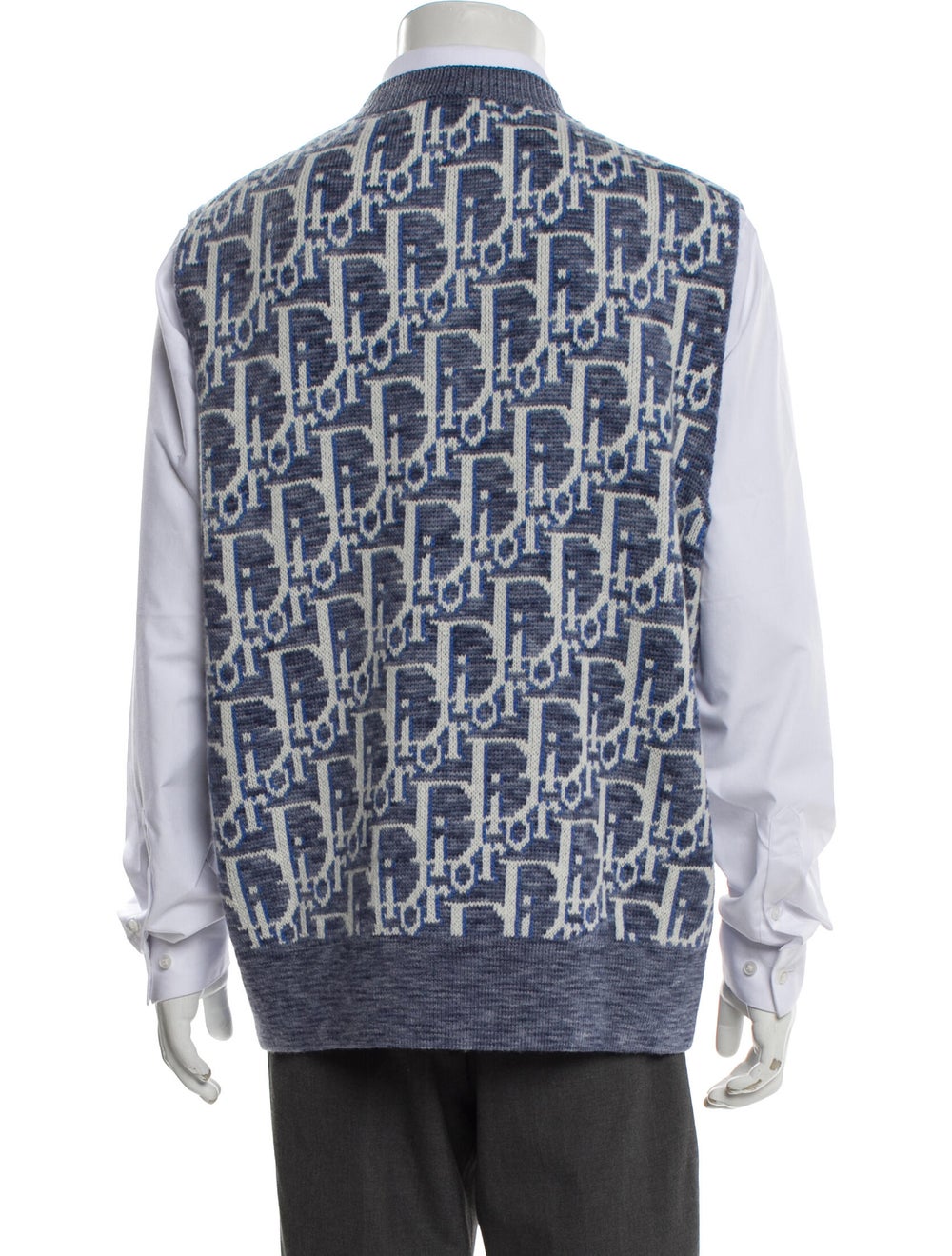 DIOR MEN 2023 Oblique Jacquard Sweater Vest w/ Tags - Blue Sweaters ...