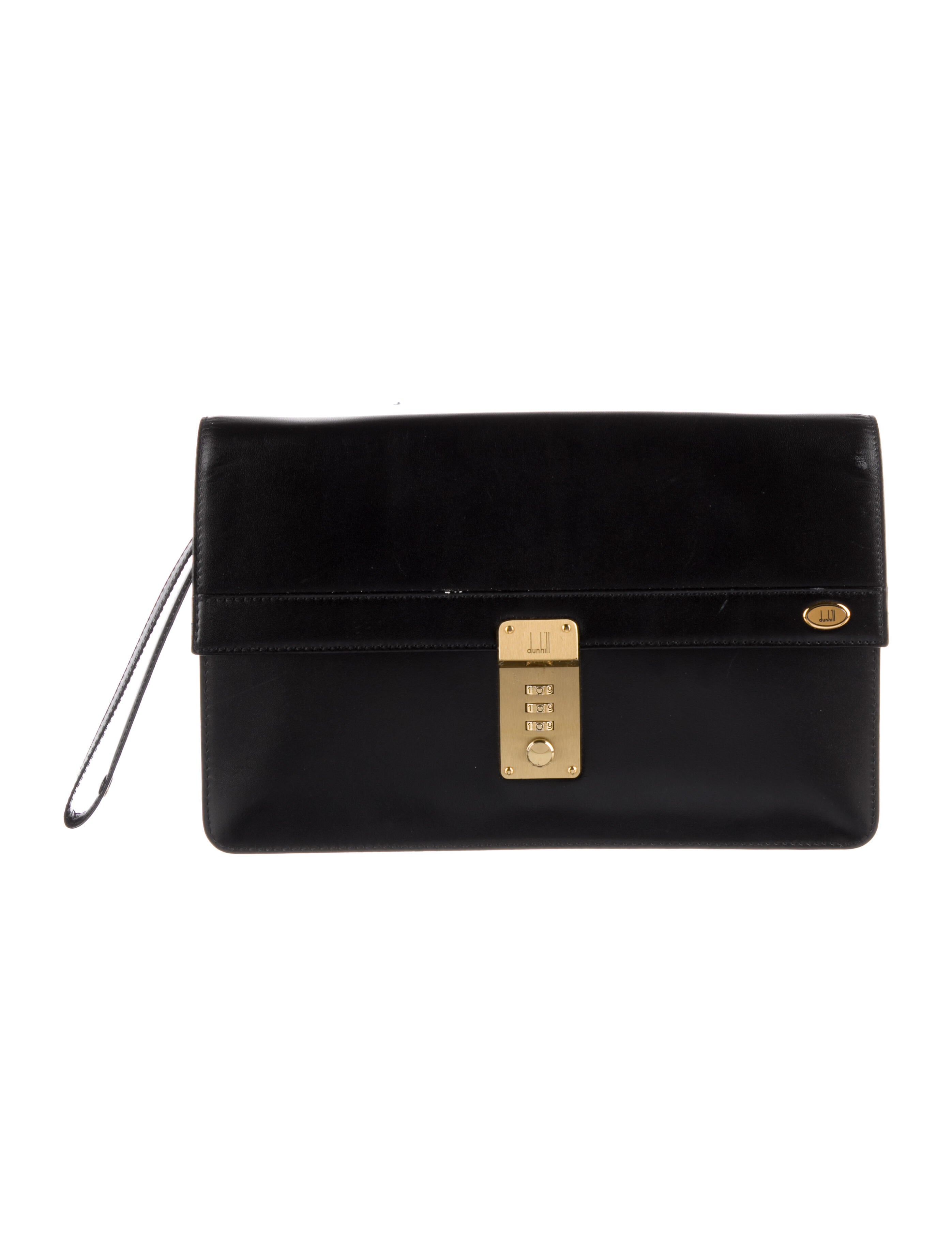 Dunhill Solid Leather Wristlet Bag - Black Clutches, Handbags ...