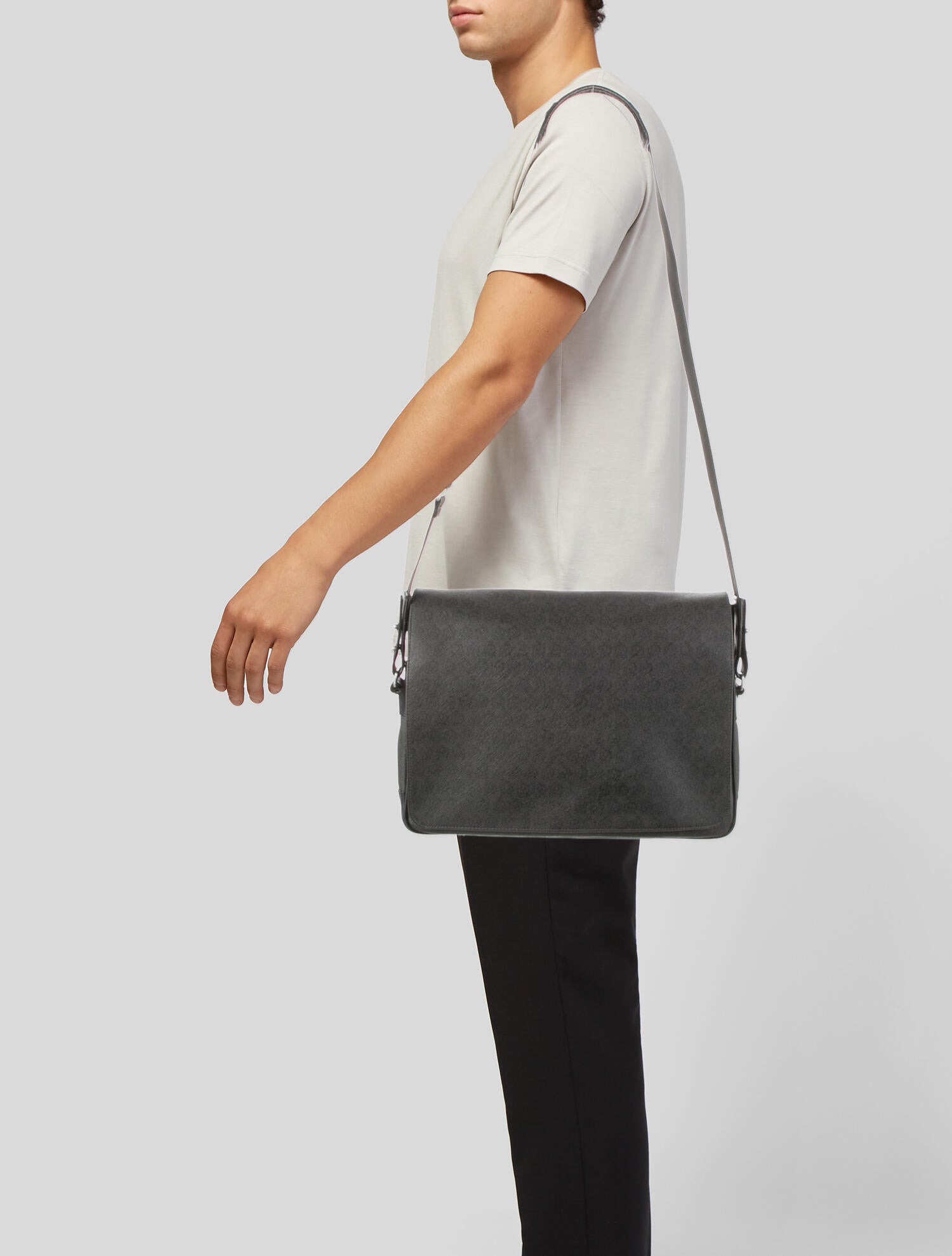 Dunhill Coated Canvas Leather-Trimmed Messenger Bag - Black Messenger ...