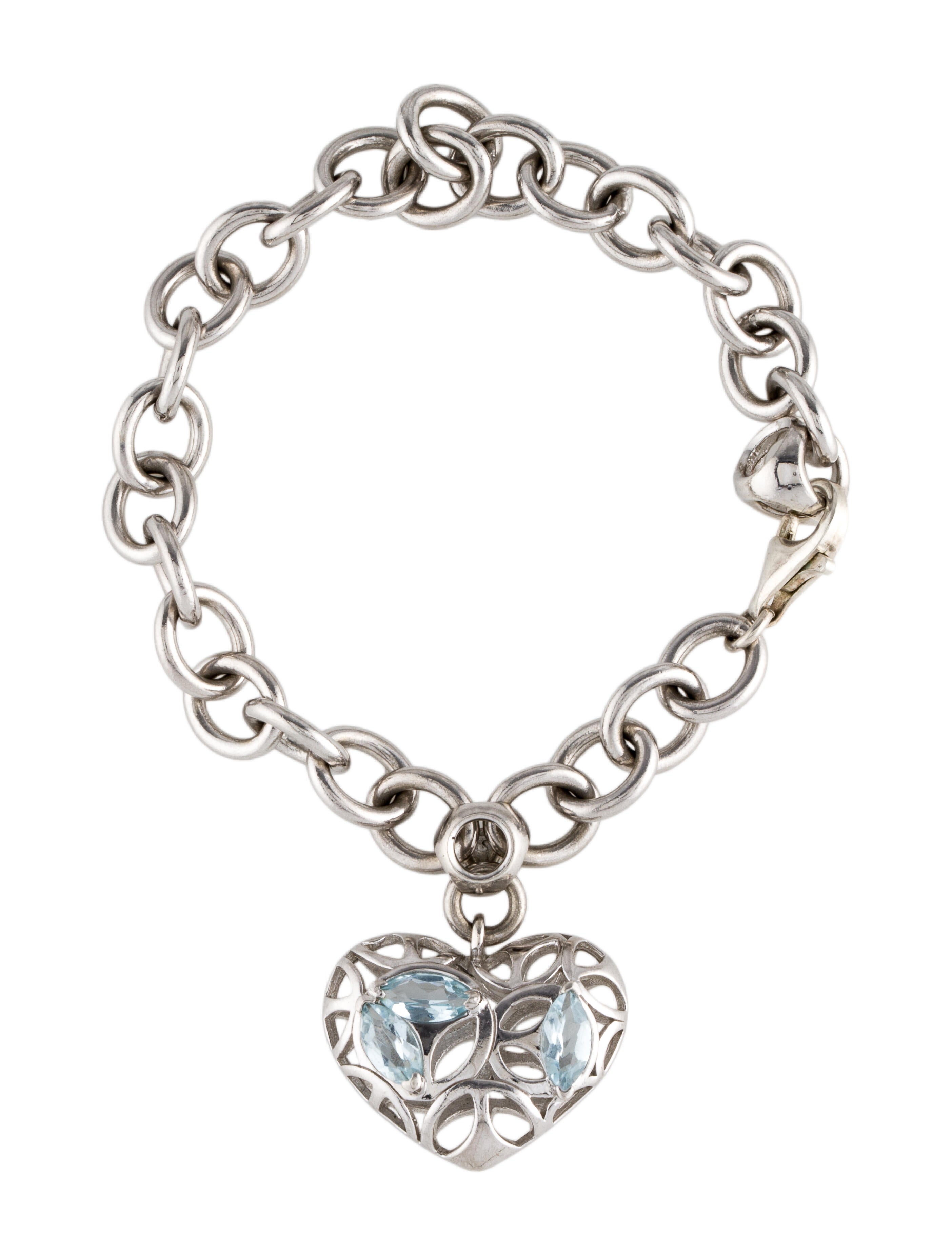 Tiffany & Co. Diamond Heart Charm Bead Bracelet - Sterling Silver Charm ...