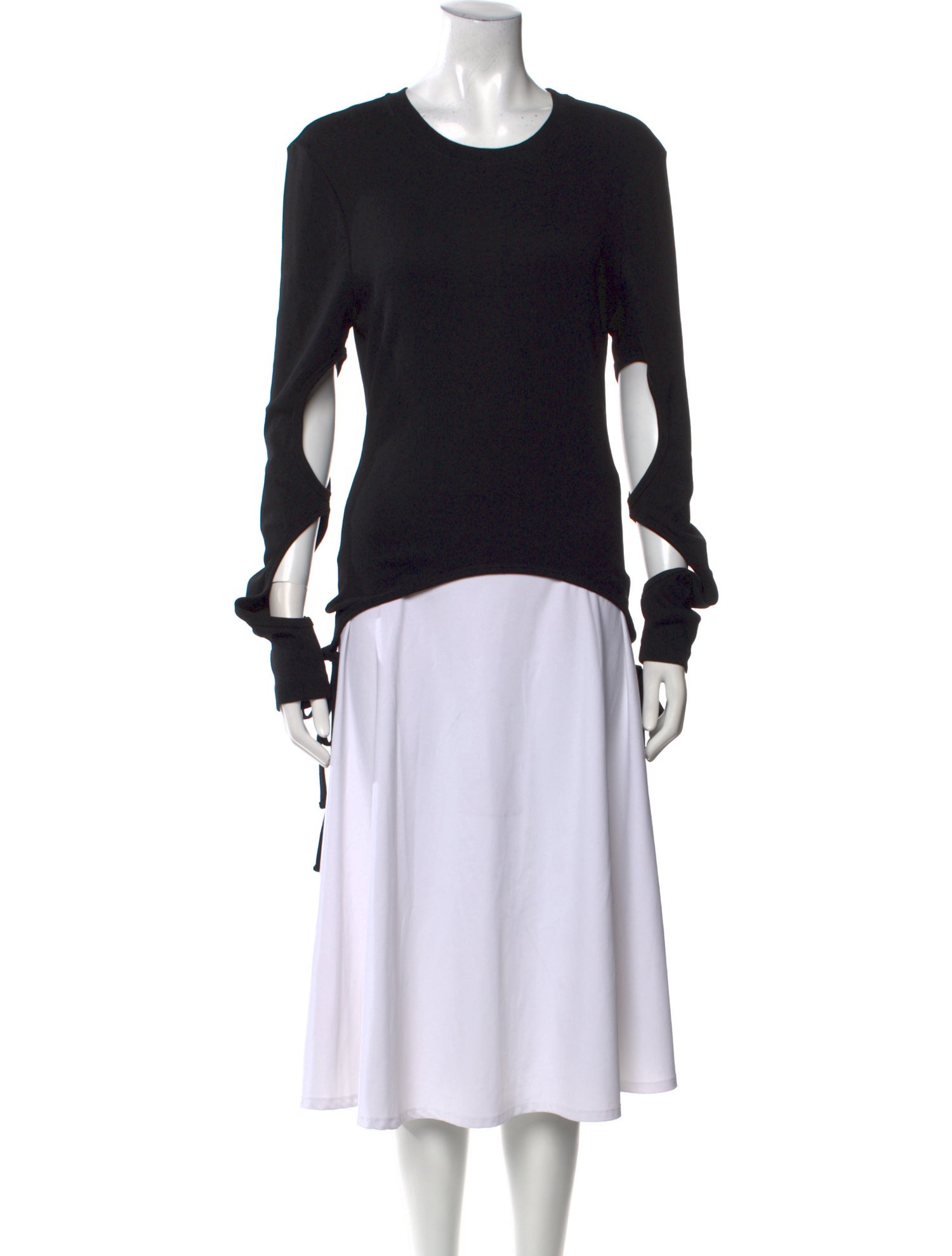 Dion Lee Crew Neck Long Sleeve Top - Black Tops, Clothing - DNL32195 ...