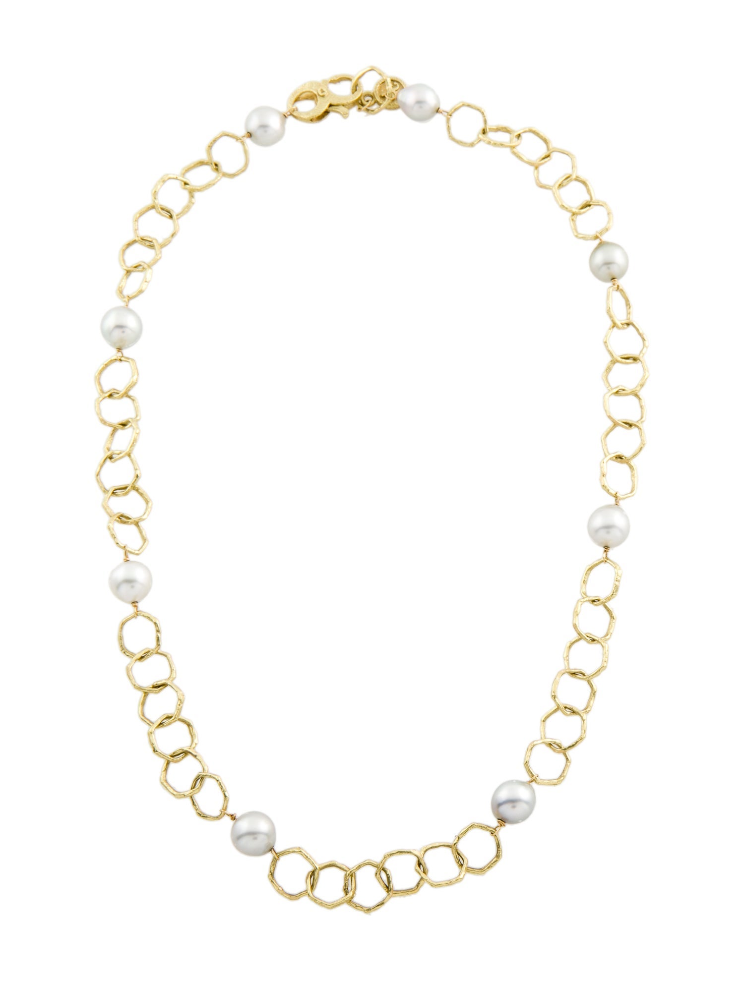 Dominique Cohen 18K Pearl Hexagonal Chain Link Necklace - 18K Yellow ...
