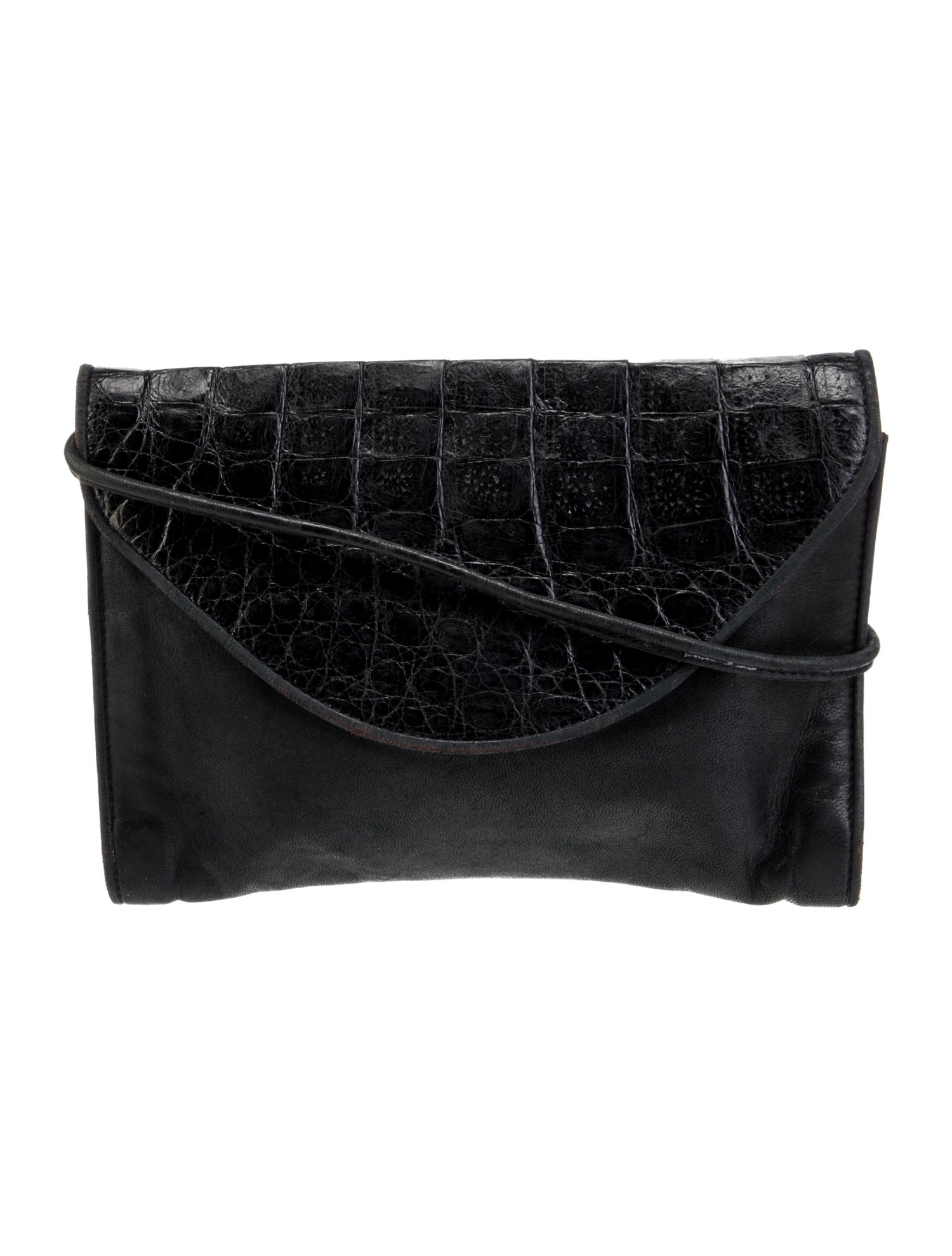 Donna Elissa Leather-Trim Crocodile Crossbody Bag - Black Crossbody ...
