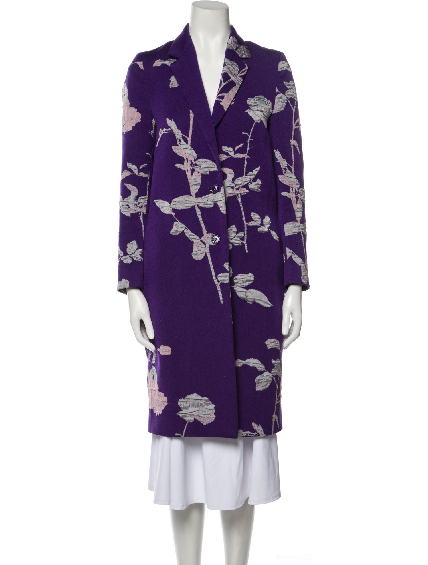Dries Van Noten Floral Print Coat - Purple Coats, Clothing - DRI135485 ...