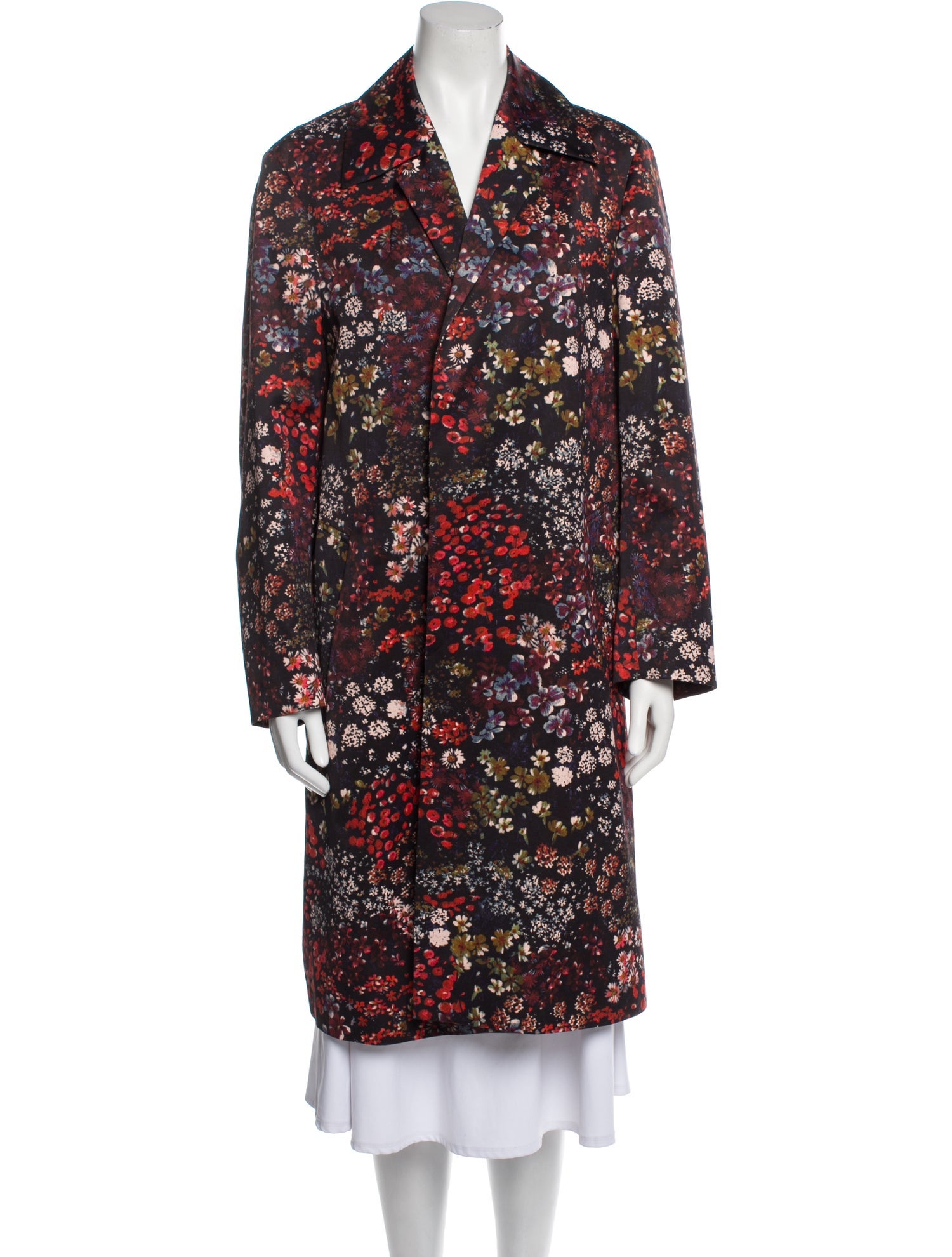 Dries Van Noten Floral Print Coat - Black Coats, Clothing - DRI144659 ...