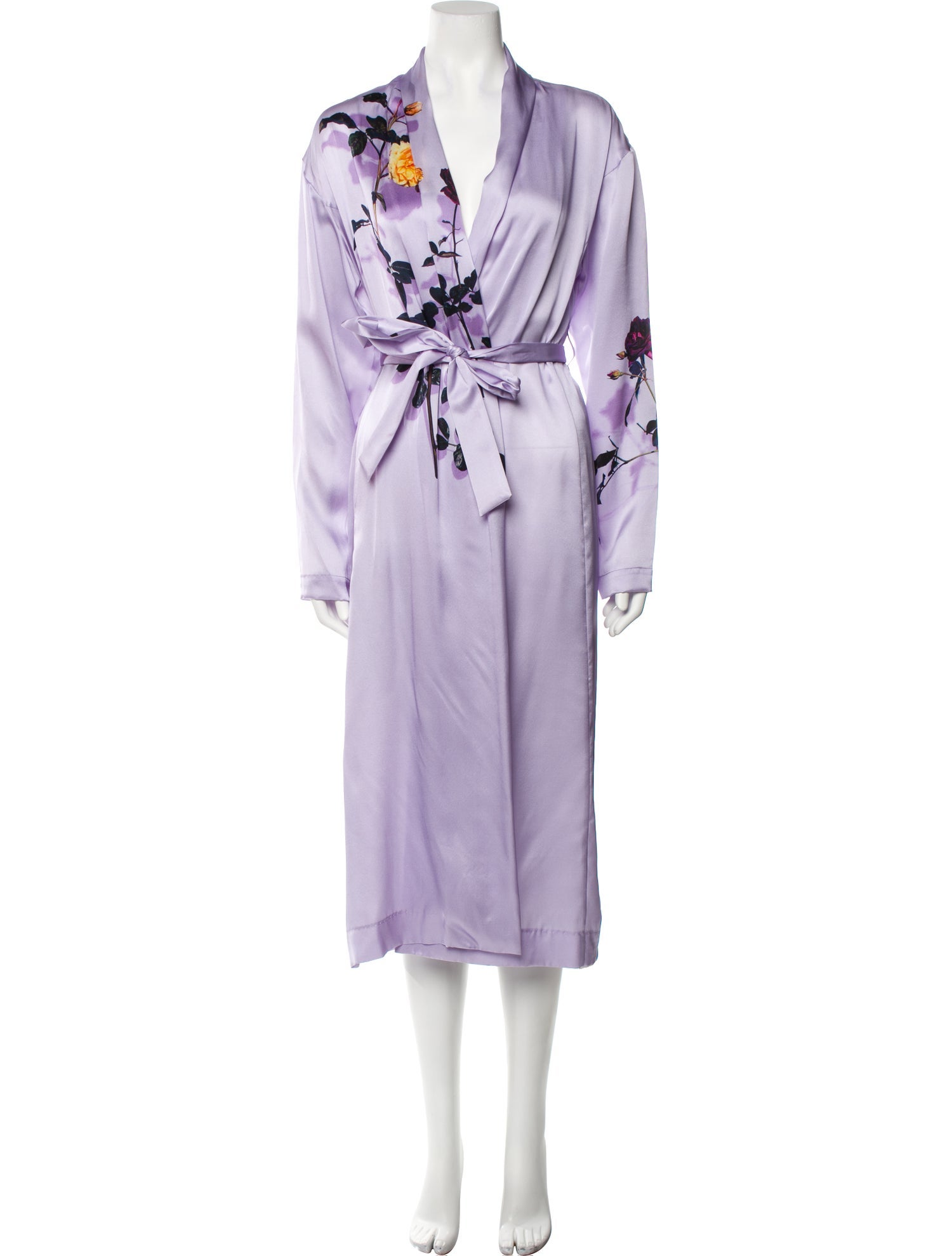 Dries Van Noten Silk Graphic Print Robe w/ Tags - Purple Loungewear ...