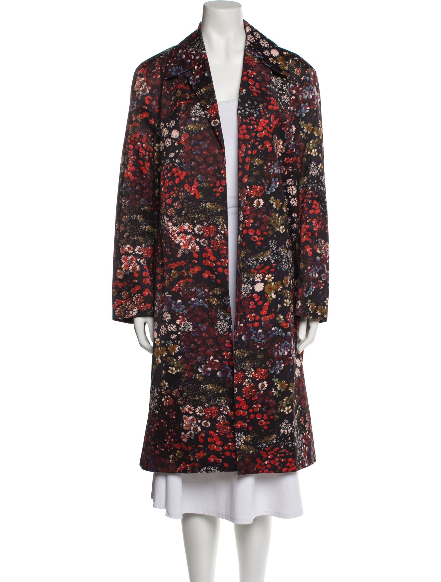 Dries Van Noten Floral Print Coat - Black Coats, Clothing - DRI159648 ...