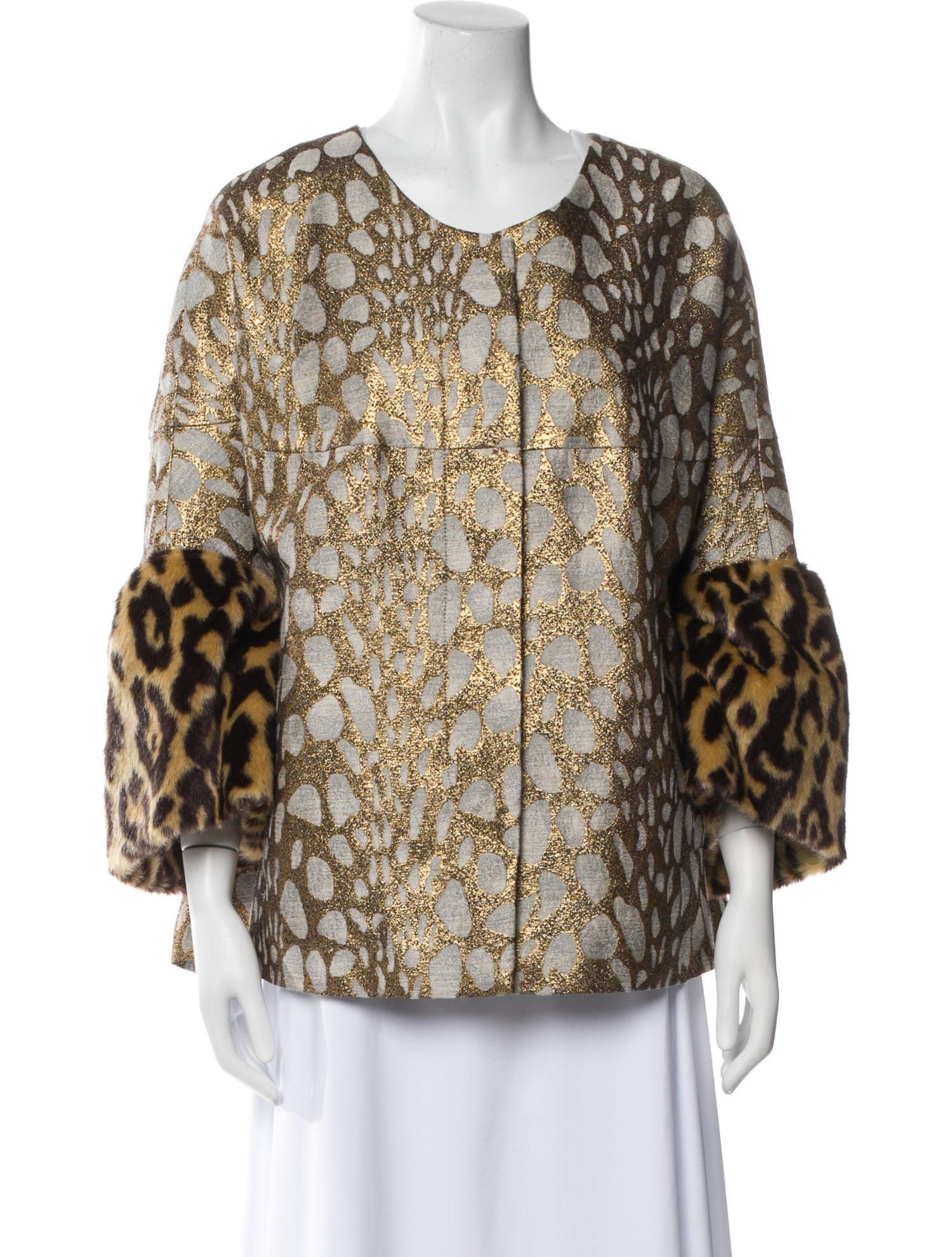 Dries Van Noten Animal Print Faux Fur Jacket - Gold Jackets, Clothing ...