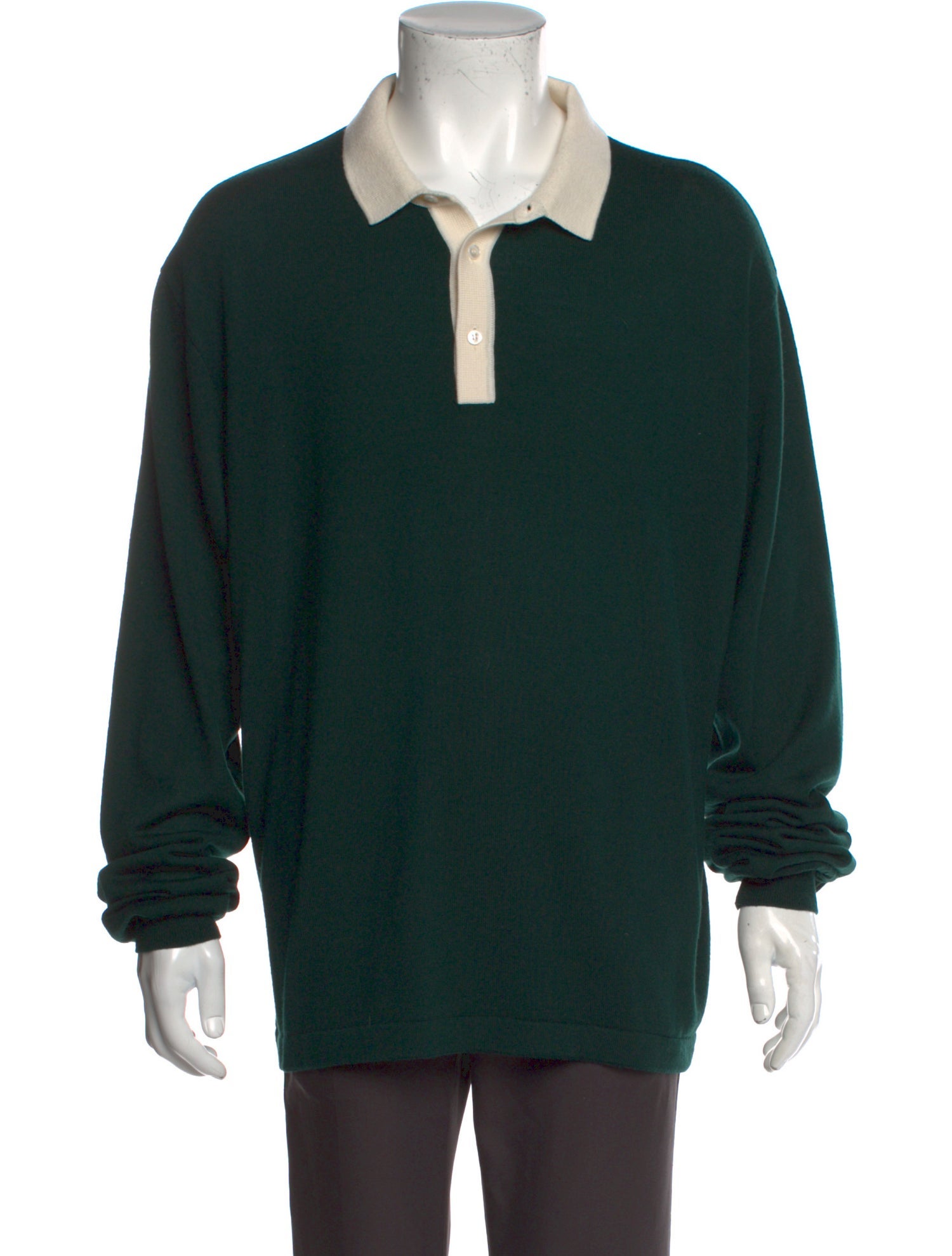Drake's Merino Wool Collar Polo Sweater - Green Sweaters, Clothing ...