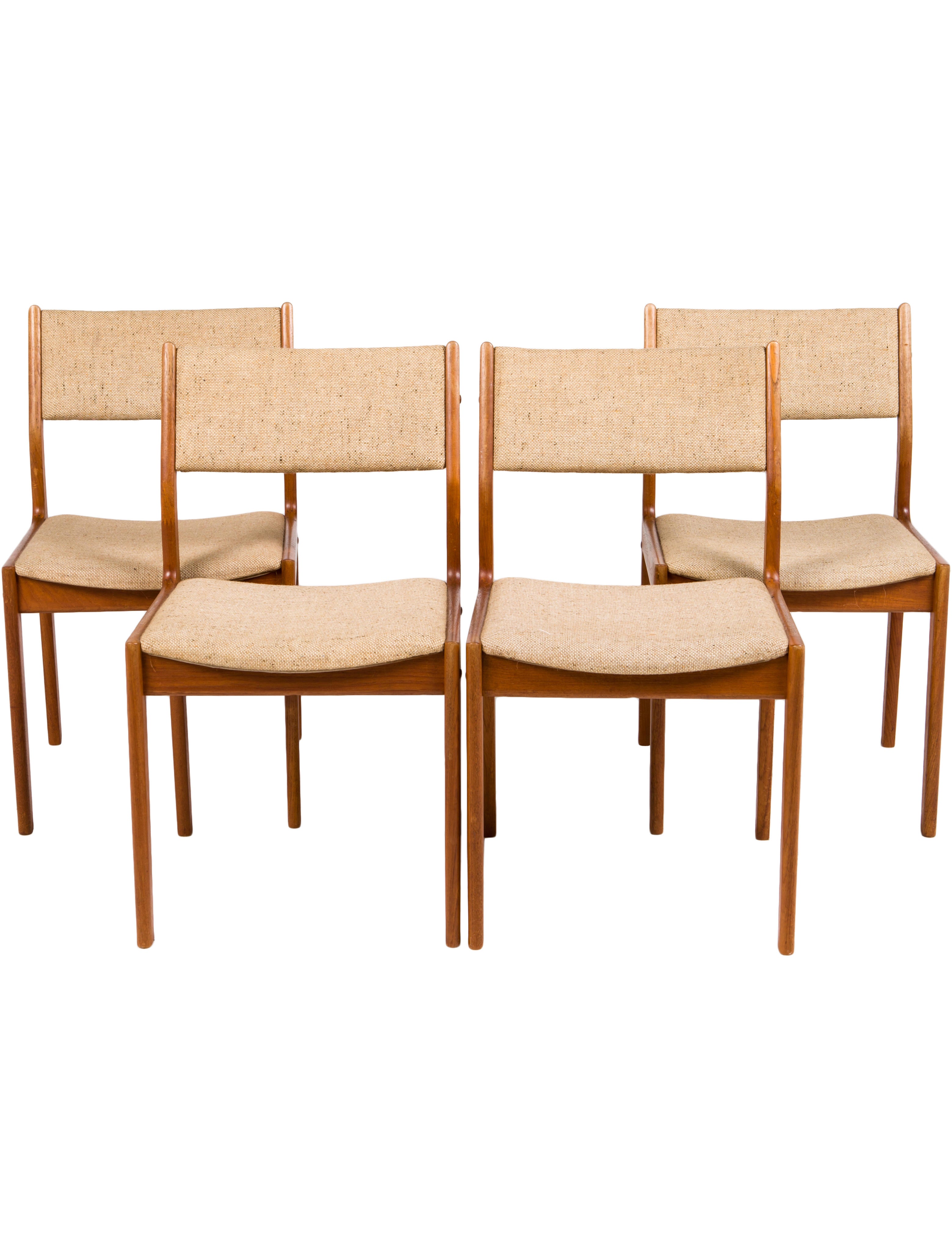 d-Scan Set of 4 Teak Side Chairs - Brown Seating, Furniture ...