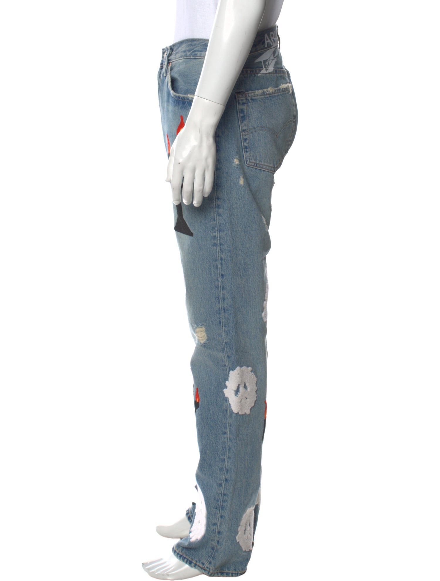 Denim Tears x Virgil Abloh Message In A Tear Embroidered Straight-Leg ...