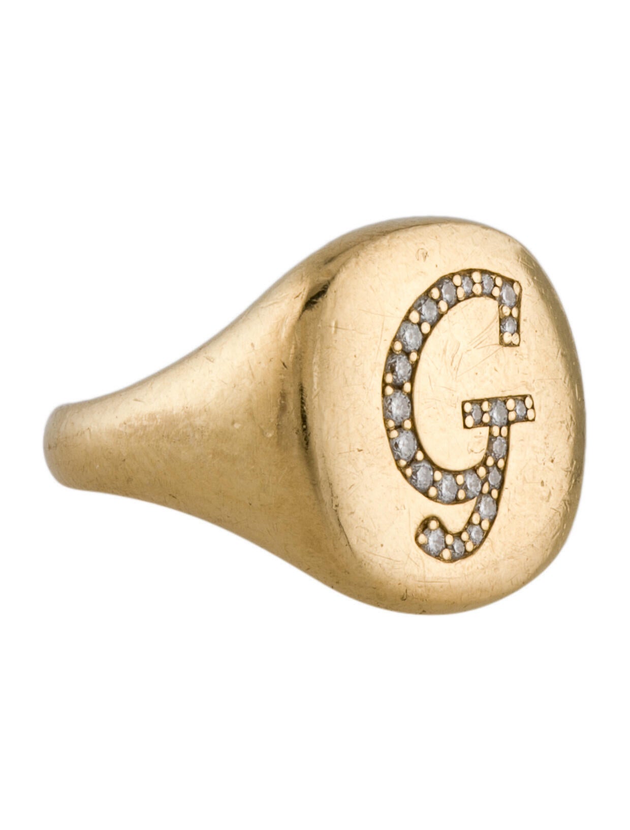 David Yurman 18K Diamond Initial 'G' Pinky Ring - Signet Ring, Rings ...