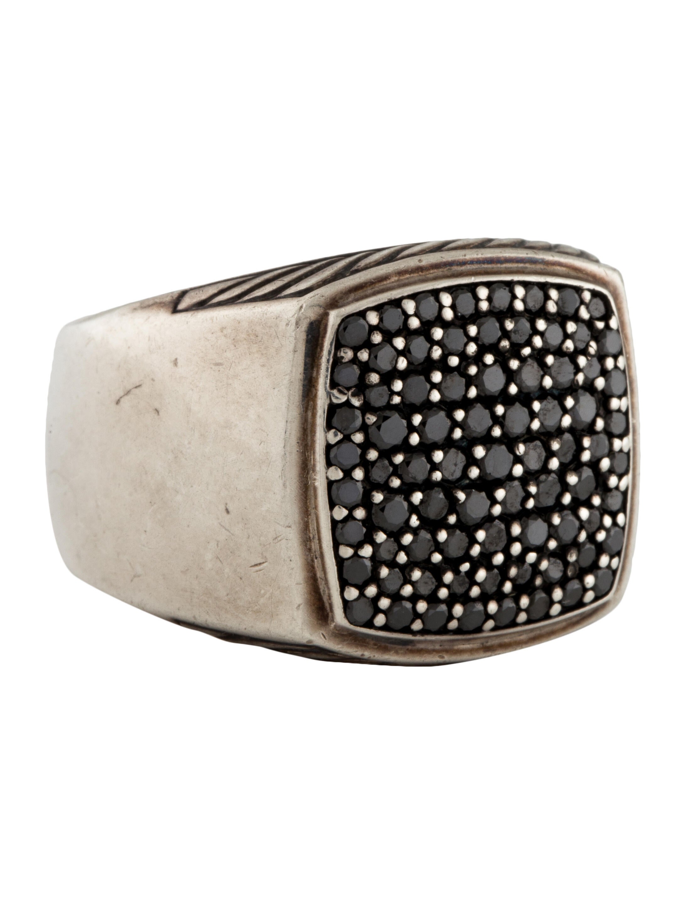 David Yurman Diamond Cocktail Signet Ring - Sterling Silver Signet Ring ...