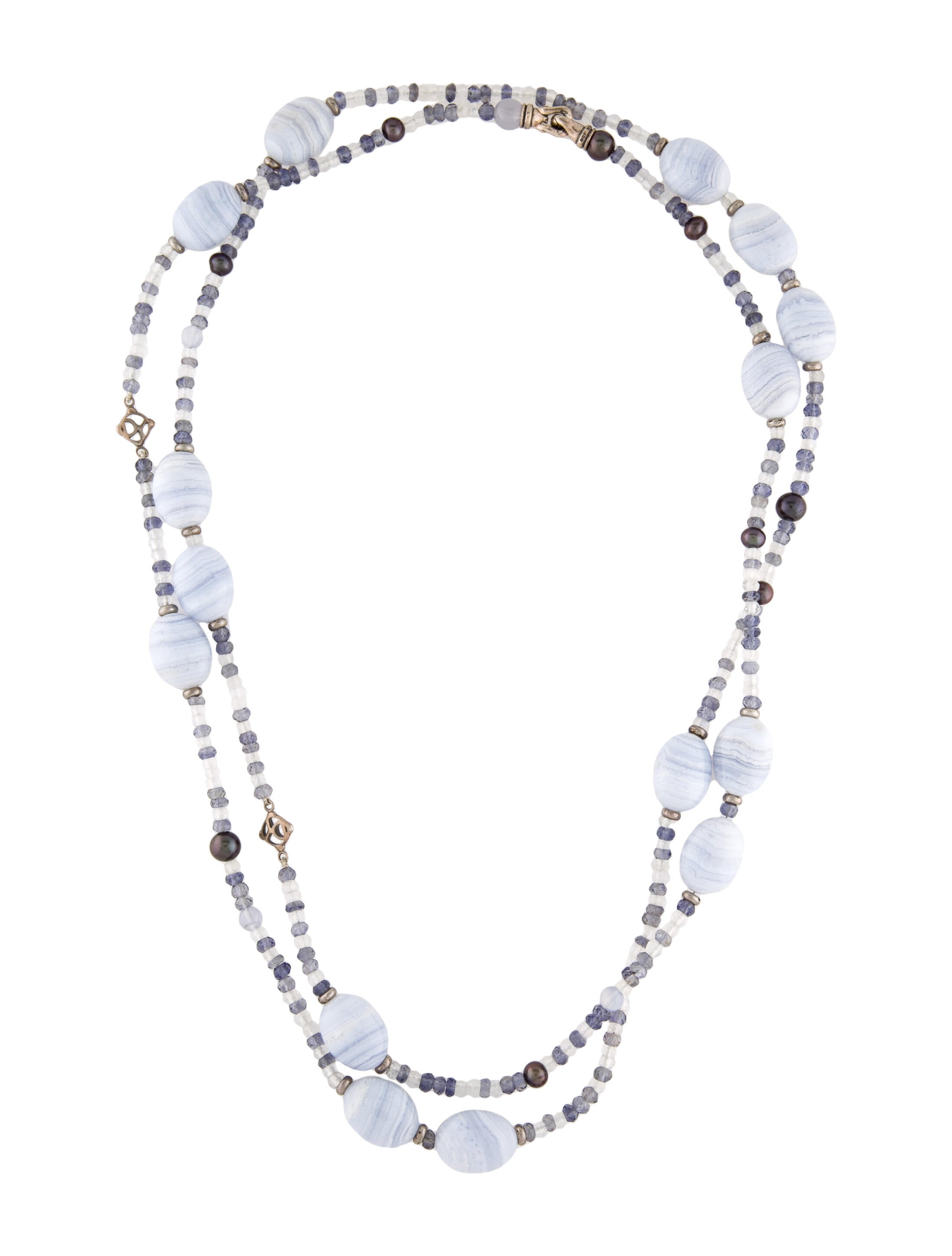 David Yurman Blue Topaz and Pearl Toggle Necklace - 18K Yellow Gold ...