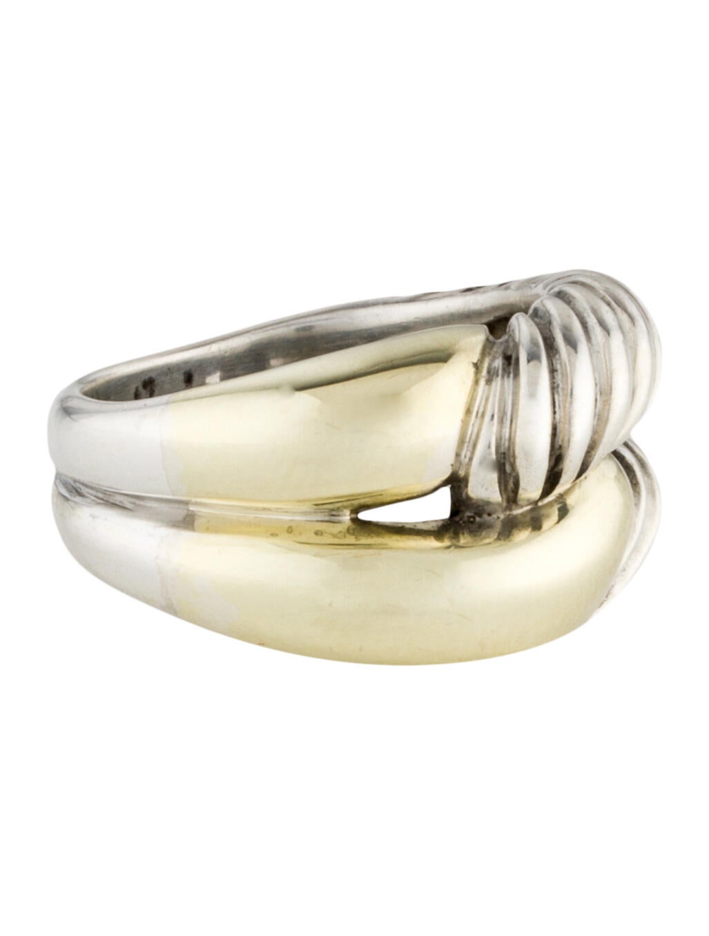 David Yurman Two-Tone Labyrinth Single Loop Ring - 14K Yellow Gold Band ...
