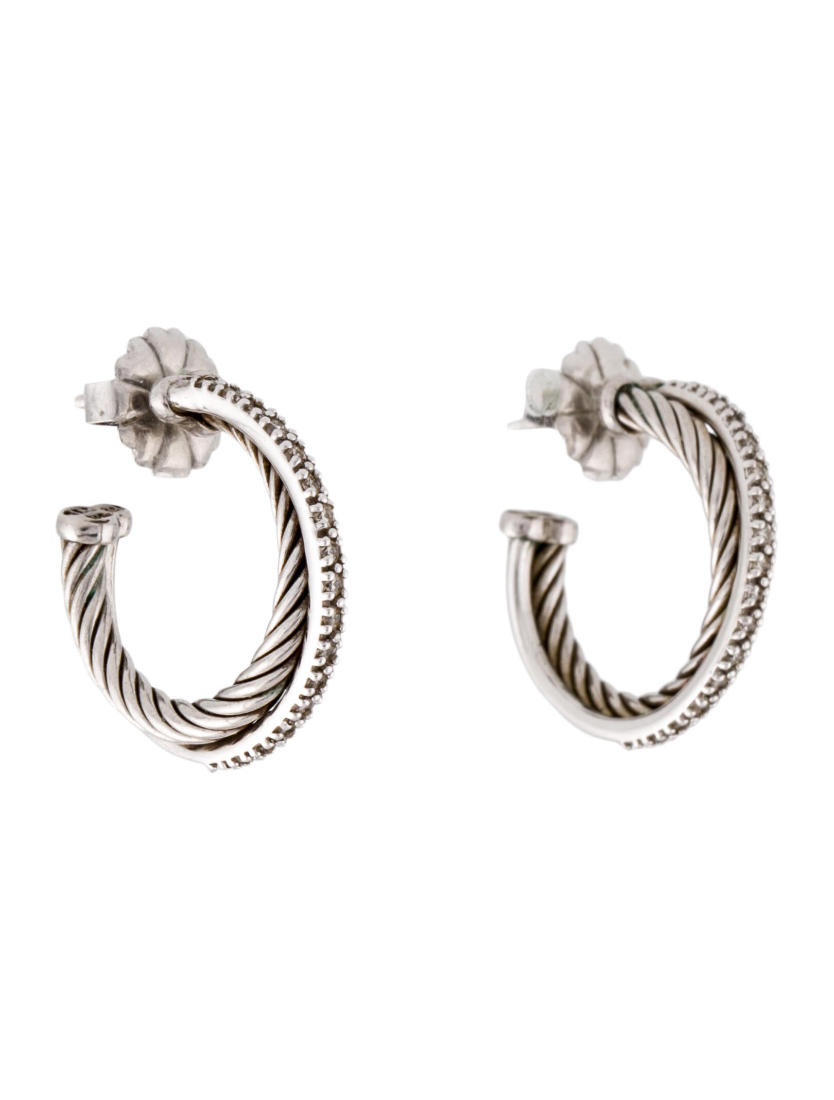 David Yurman Two-Tone Cable Hoop Earrings - 18K Yellow Gold Hoop ...