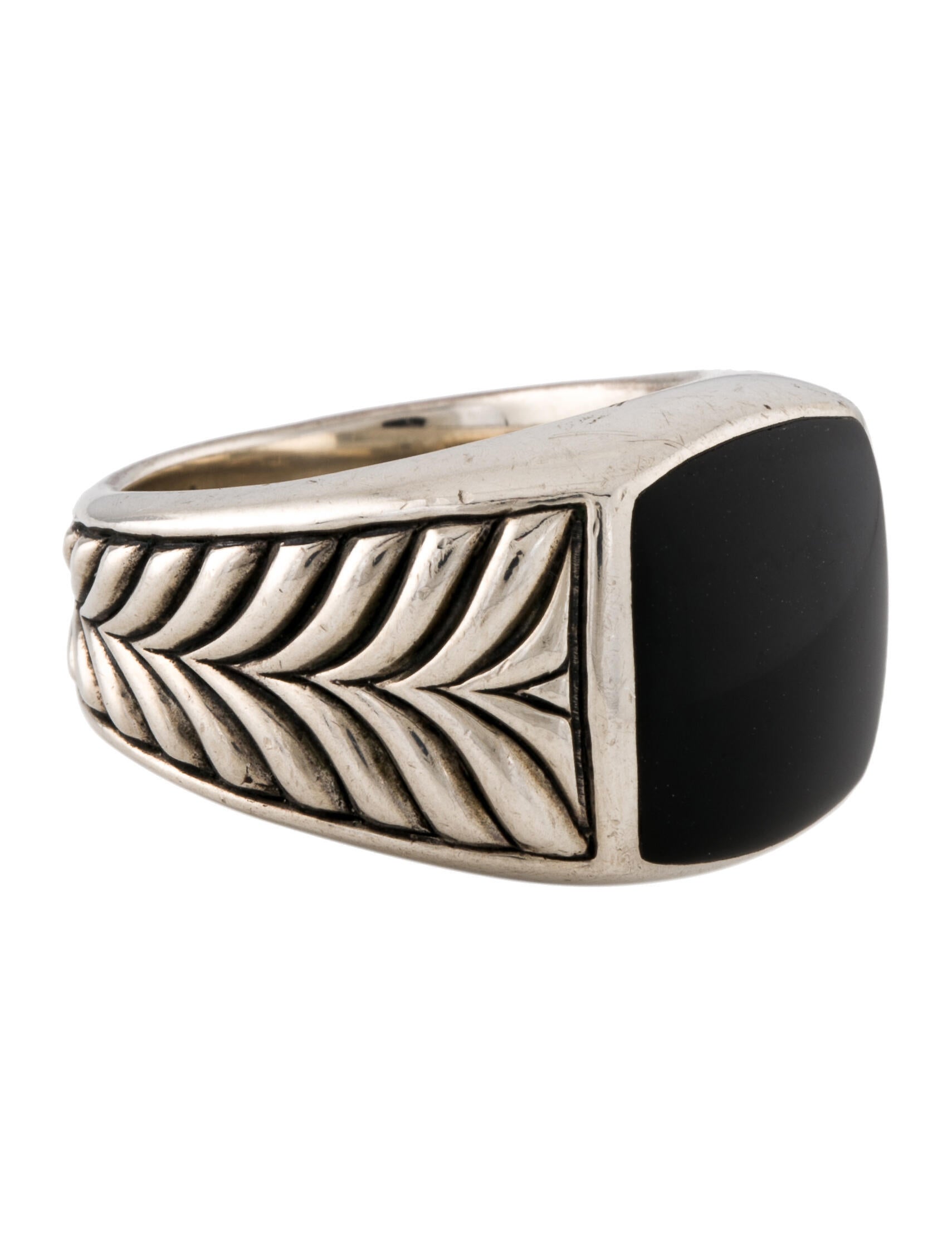 David Yurman Onyx Chevron Signet Ring - Sterling Silver Signet Ring ...