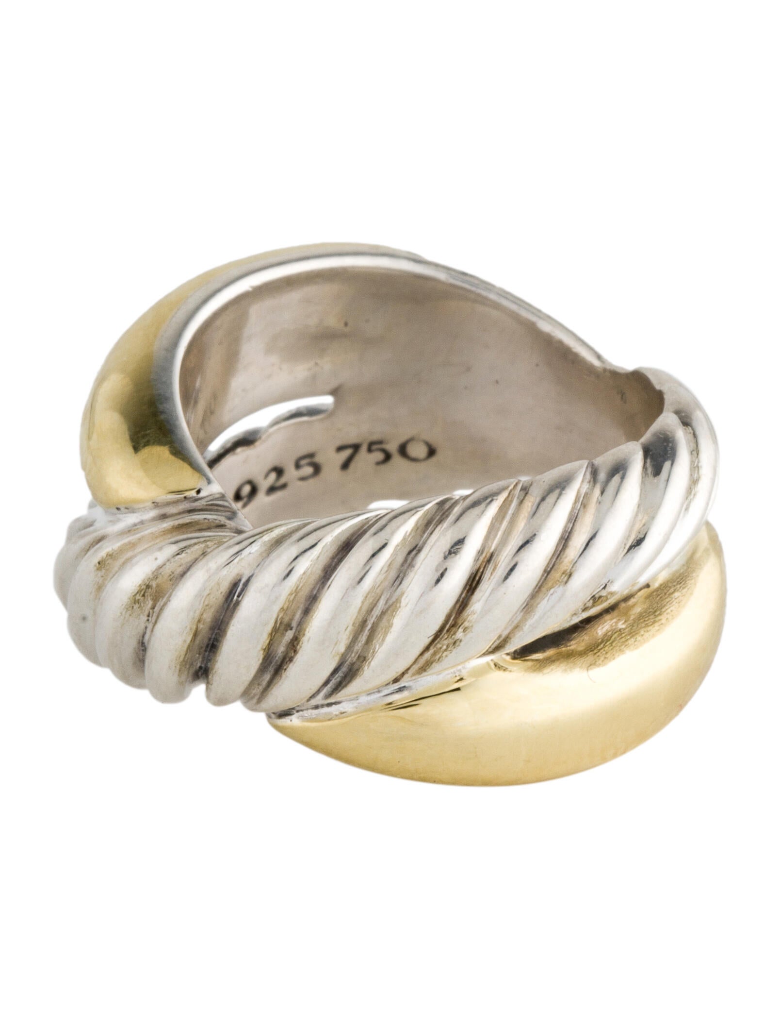 David Yurman Two-Tone Double X Crossover Ring - 18K Yellow Gold Band ...