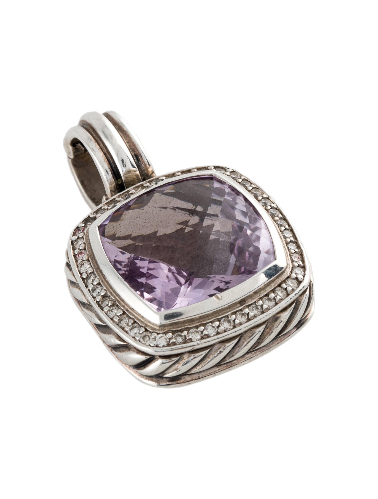 David Yurman Albion® Amethyst & Pavé Diamond Pendant - Sterling Silver ...