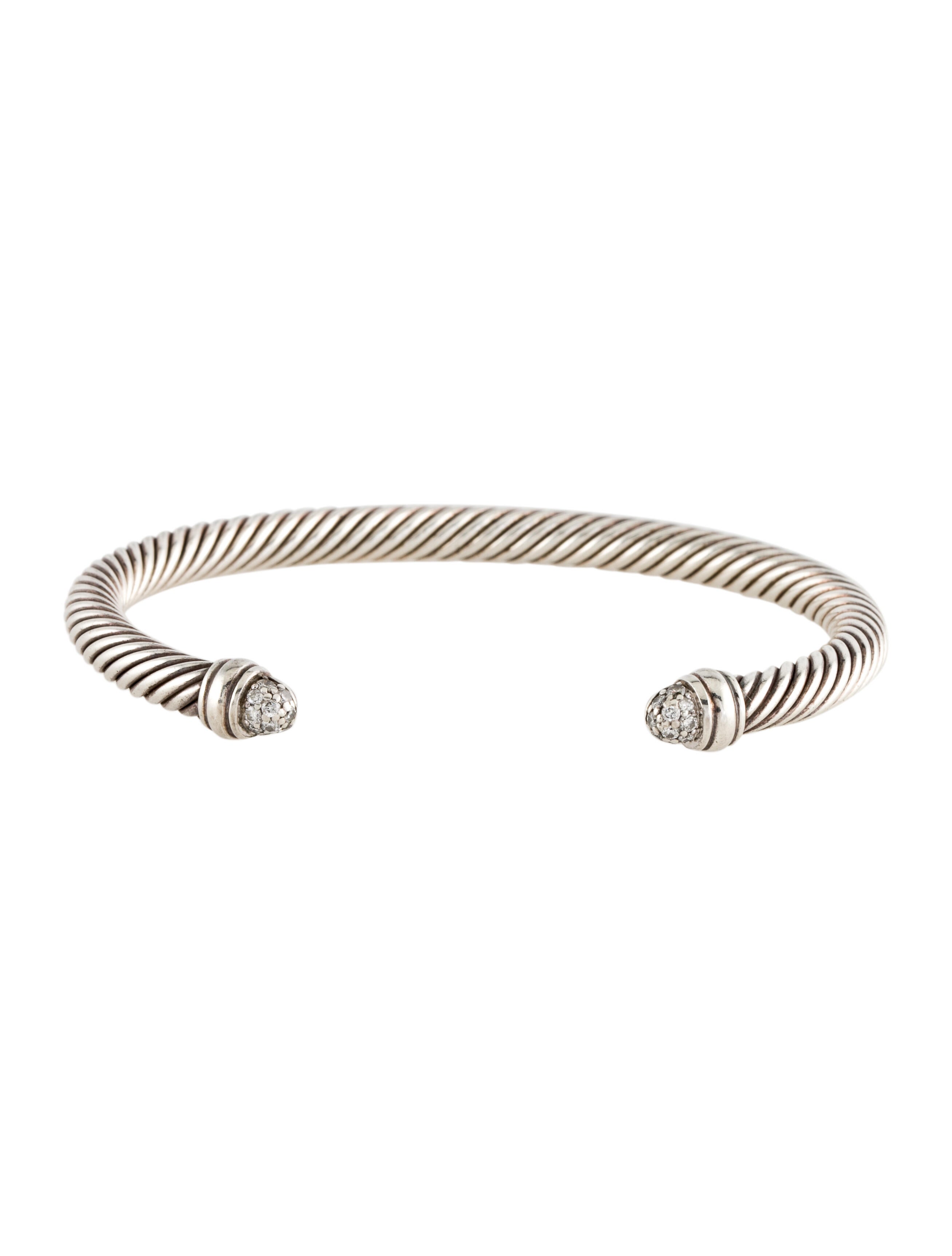 David Yurman Diamond Cable Cuff - Sterling Silver Cuff, Bracelets ...