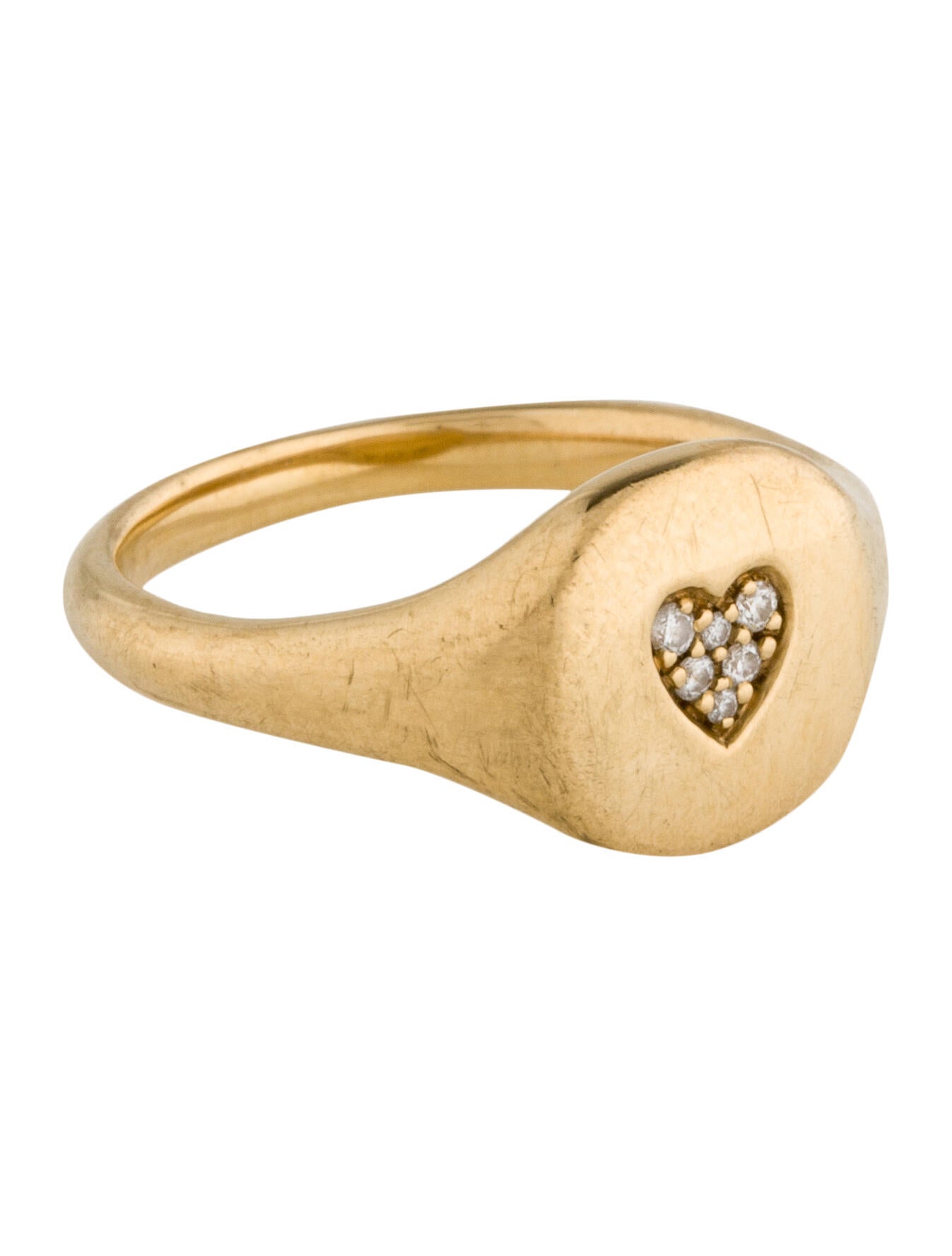 David Yurman 18K Diamond Heart Pinky Ring - 18K Yellow Gold Signet Ring ...