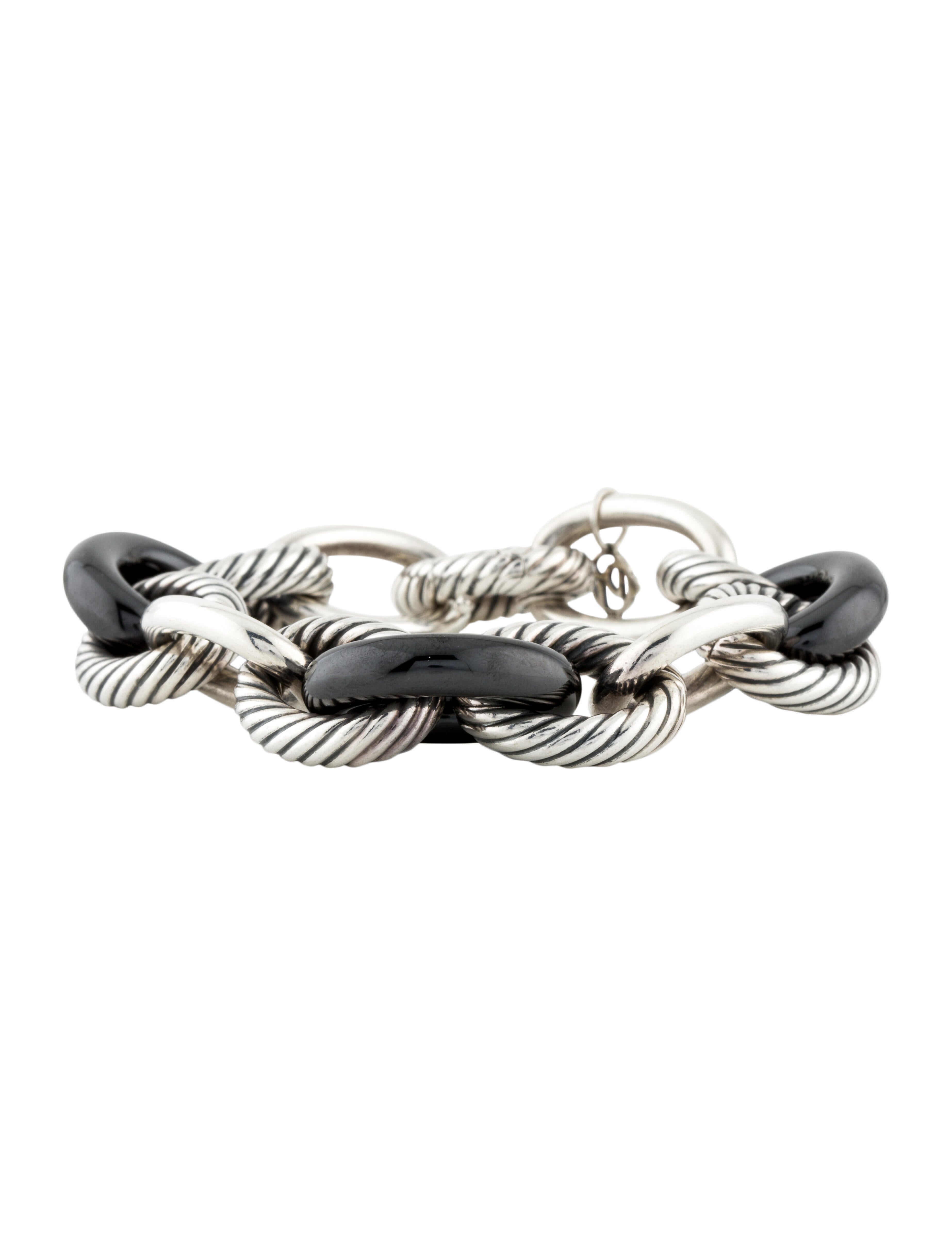 David Yurman Ceramic Extra Large Oval Link Chain Bracelet - Sterling ...