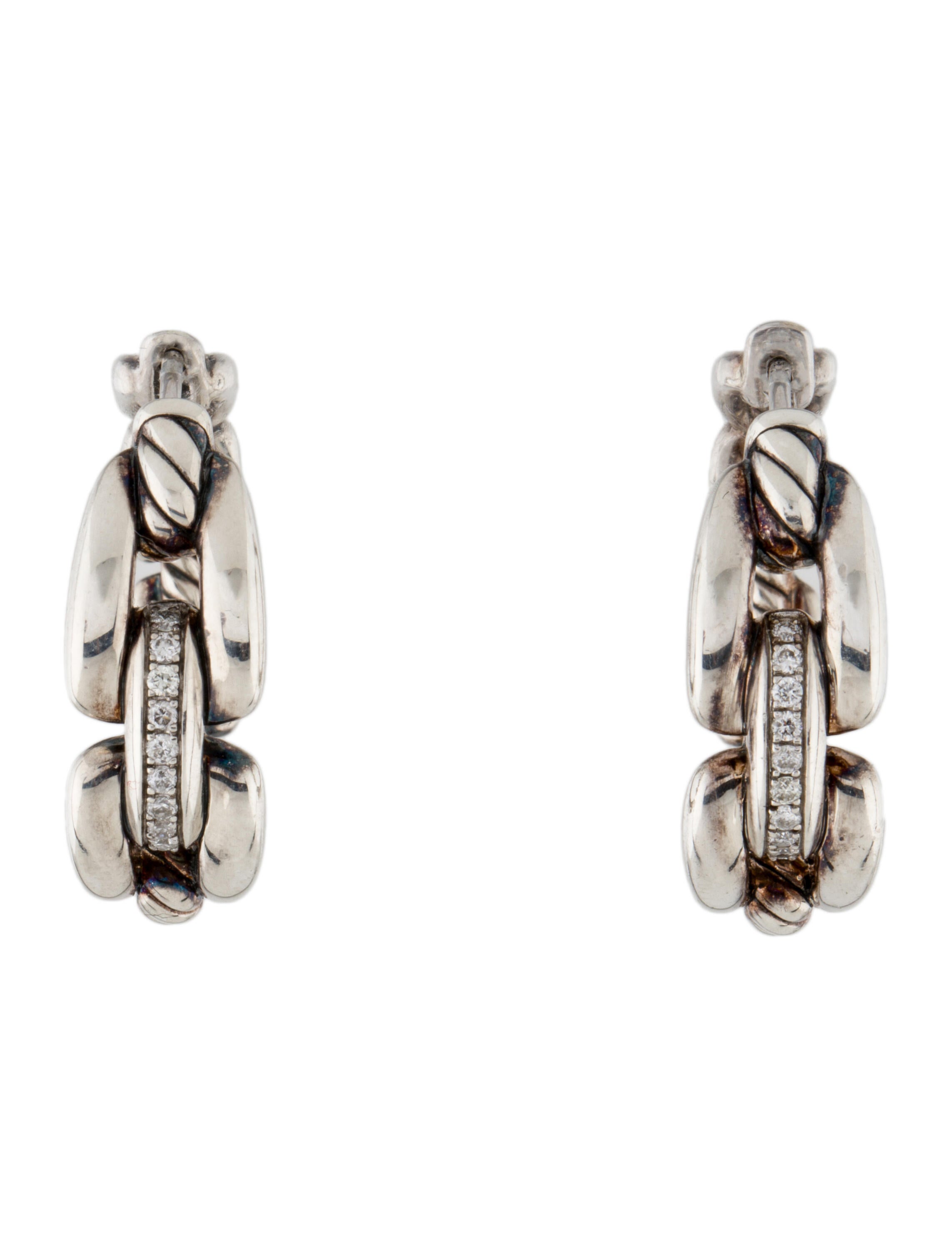 David Yurman Diamond Crossover Extra Small Hoop Earrings - 14K White ...