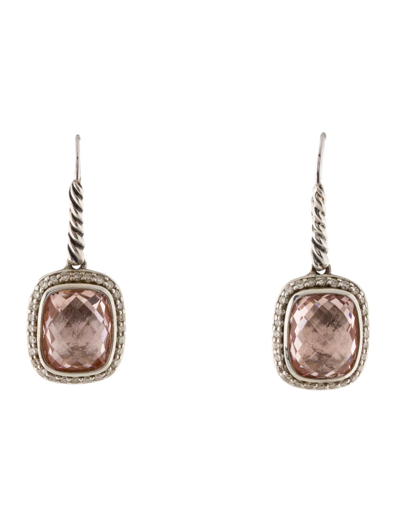 David Yurman Morganite & Diamond Noblesse Drop Earrings - Sterling ...