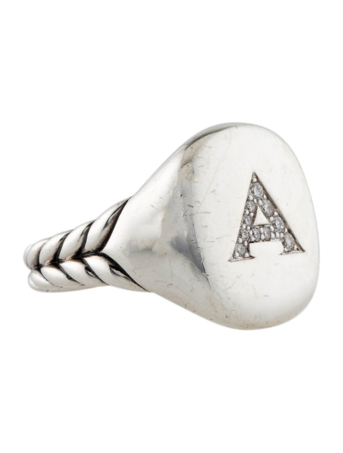 David Yurman Diamond Initial Pinky Ring - Signet Ring, Rings ...