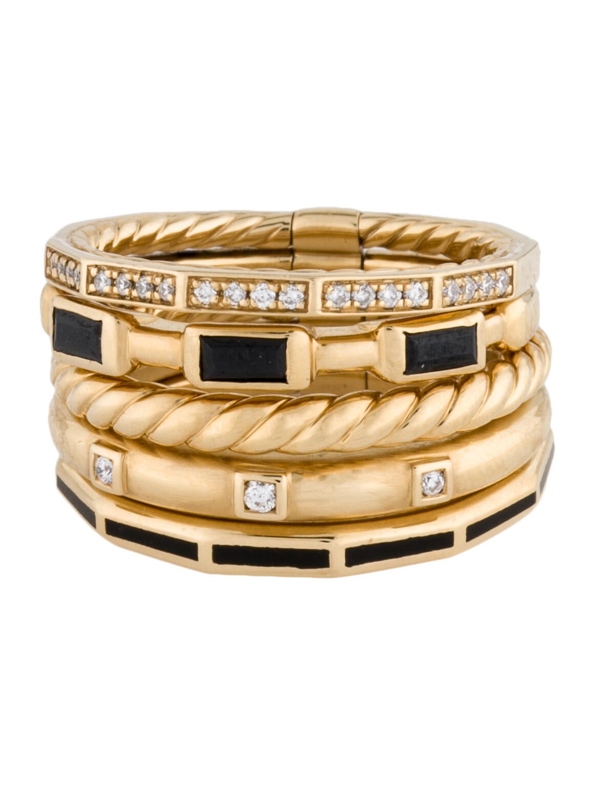 David Yurman 18K Spinel & Diamond Five Row Stax Ring - Band, Rings ...