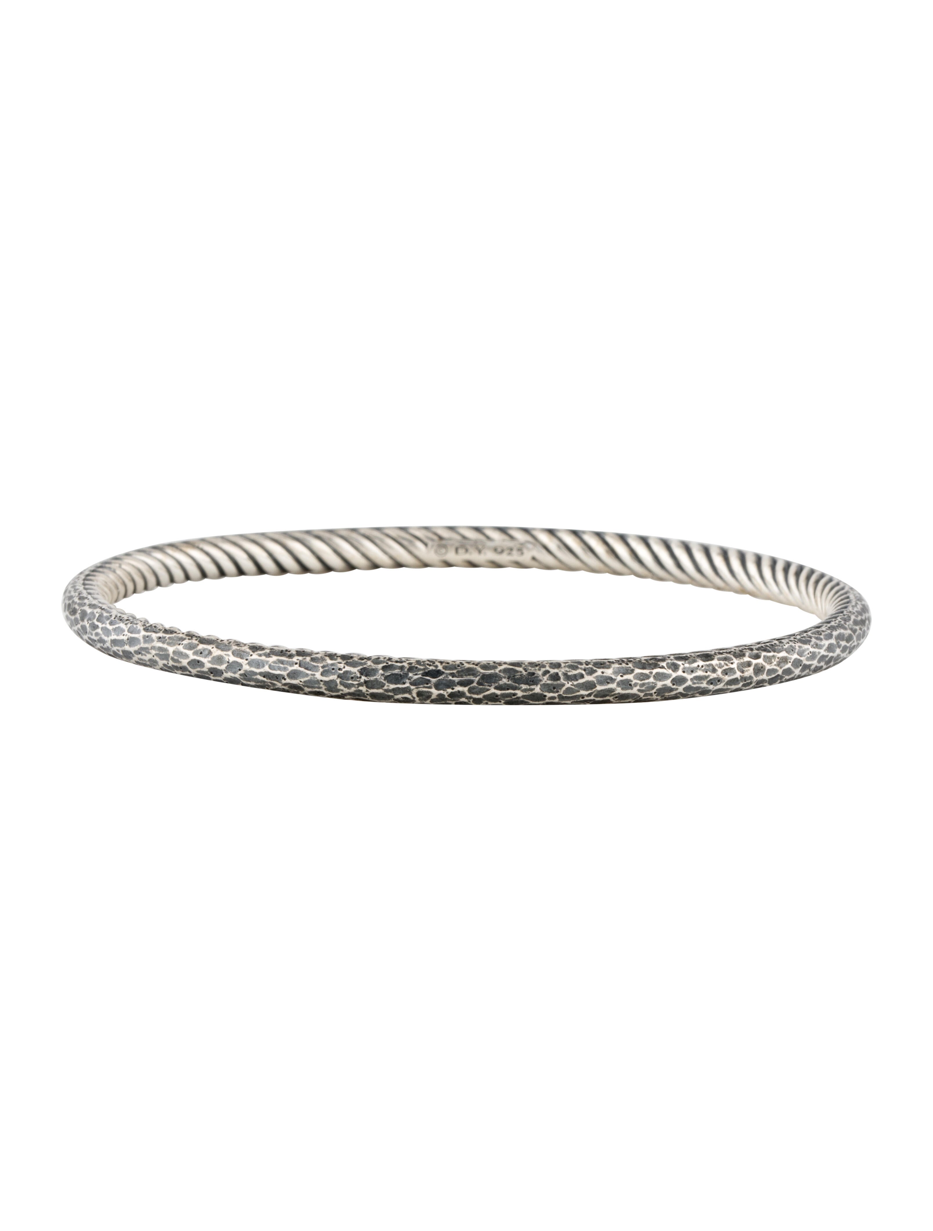 David Yurman Hammered Cable Inside Bangle - Sterling Silver Bangle ...