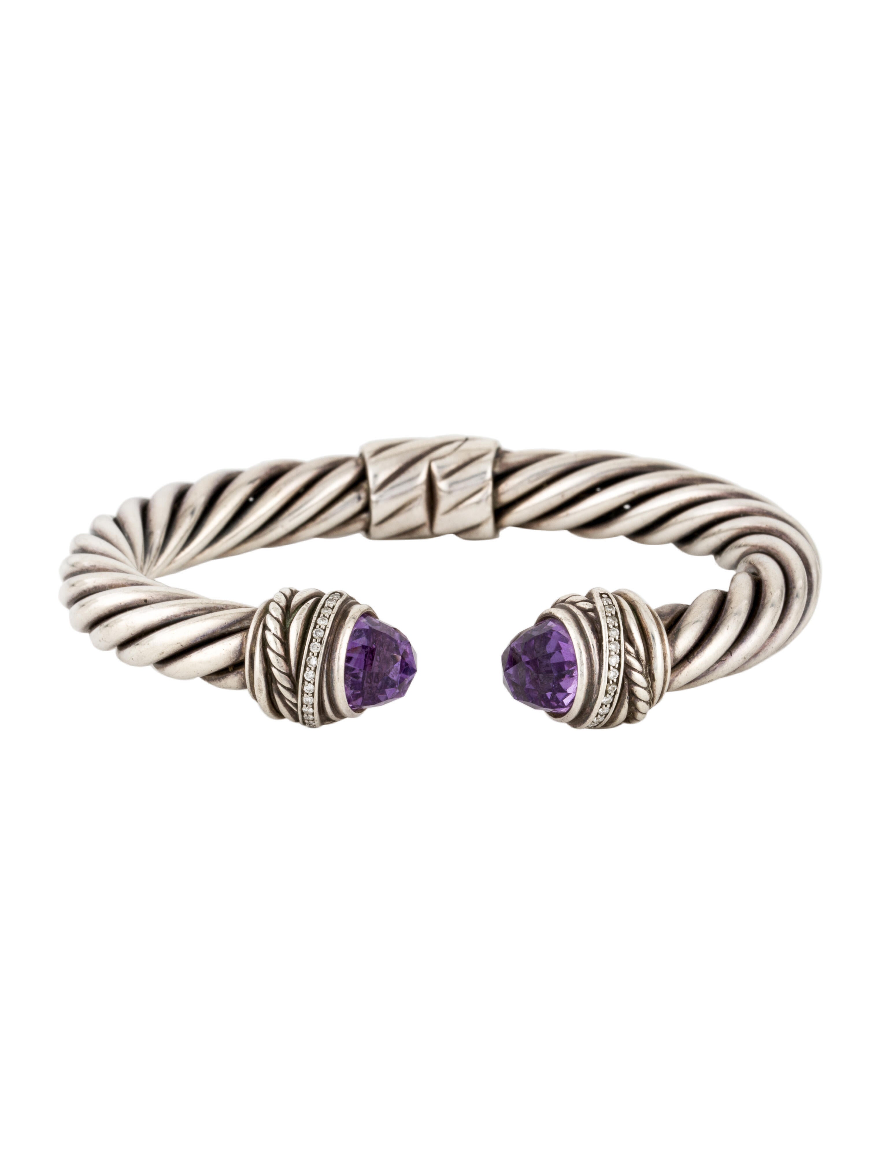 David Yurman Prasiolite & Diamond Waverly Cable Cuff - Sterling Silver ...