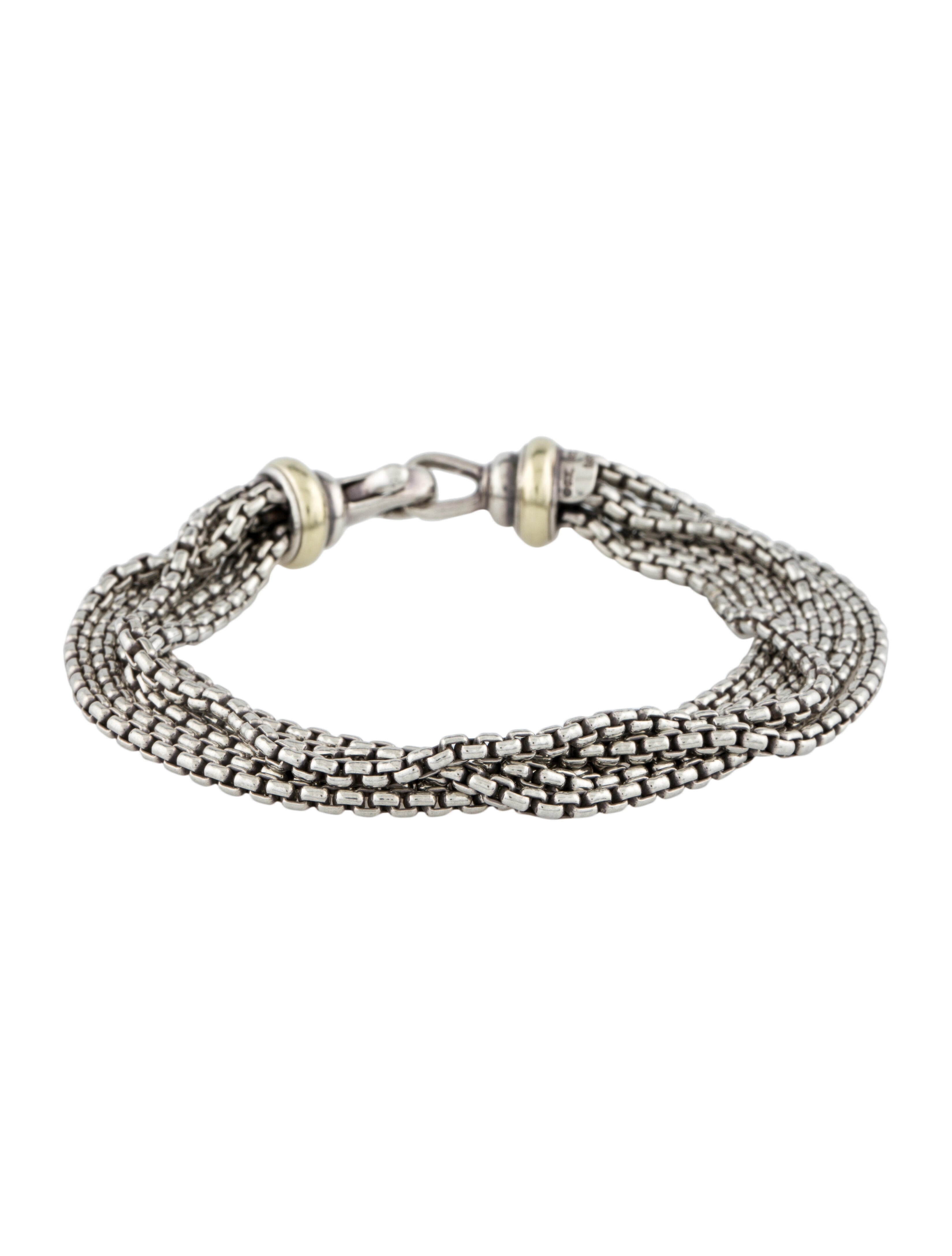David Yurman Two-Tone Wheat Chain Bracelet - 14K Yellow Gold Link ...