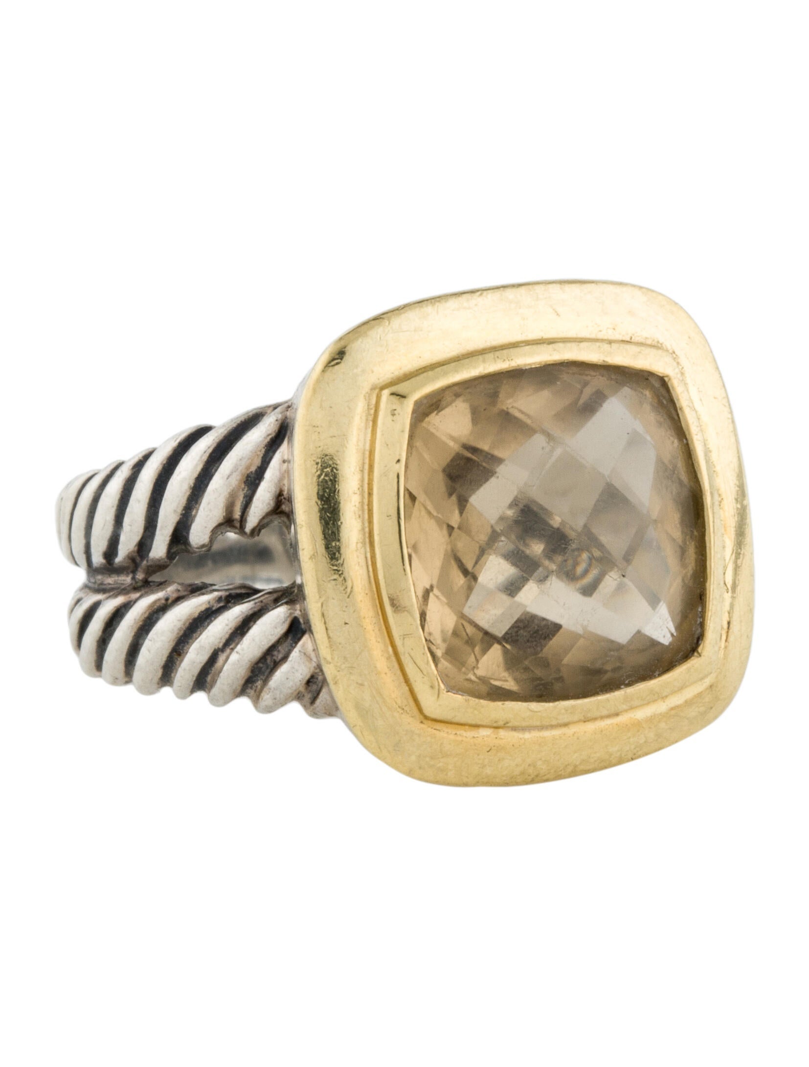 David Yurman Two-Tone Smoky Quartz Albion Cocktail Ring - 18K Yellow ...
