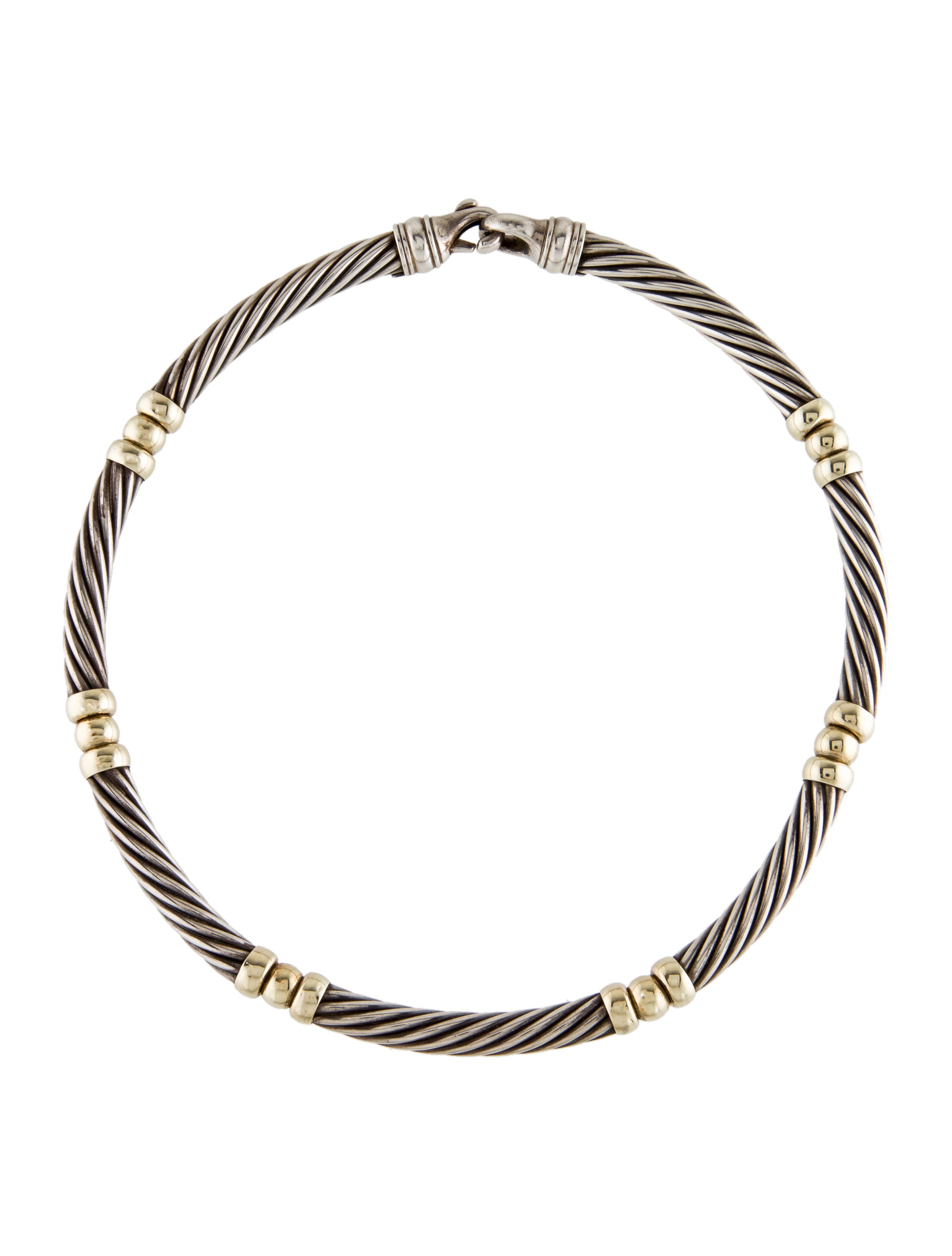 David Yurman Two-Tone 'X' Cable Collar Necklace - 14K Yellow Gold ...