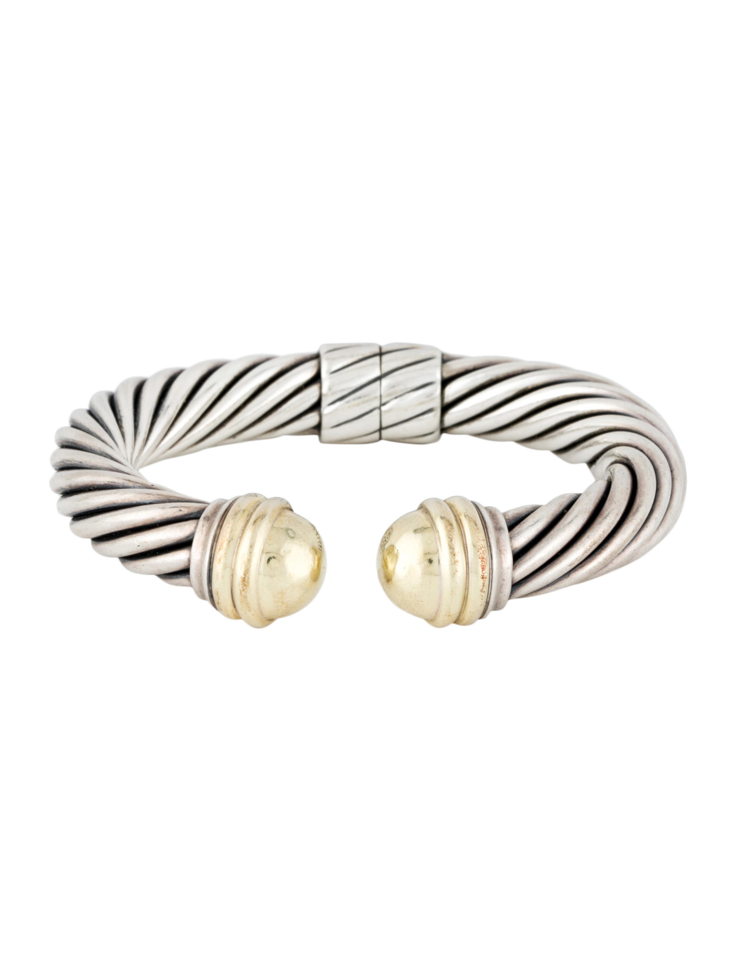 David Yurman Two-Tone Cable Classics Bracelet - 14K Yellow Gold Bangle ...