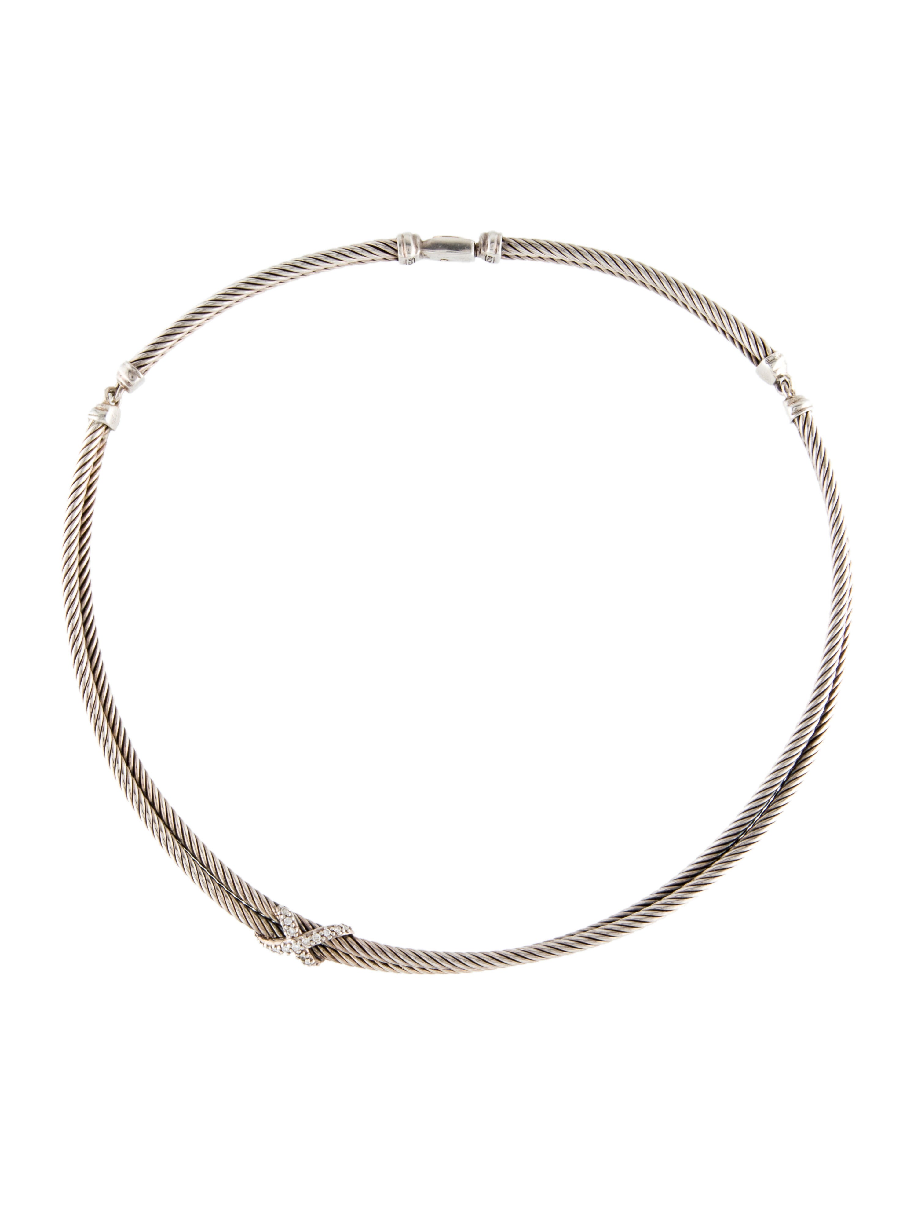 David Yurman Two-Tone 'X' Cable Collar Necklace - 14K Yellow Gold ...