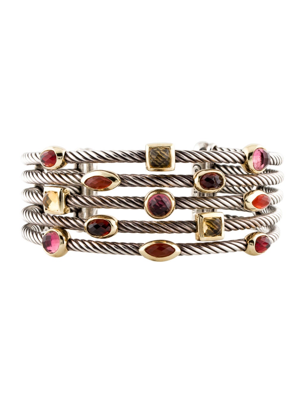 David Yurman Multistone 5-Row Confetti Cuff - 18K Yellow Gold Cuff ...