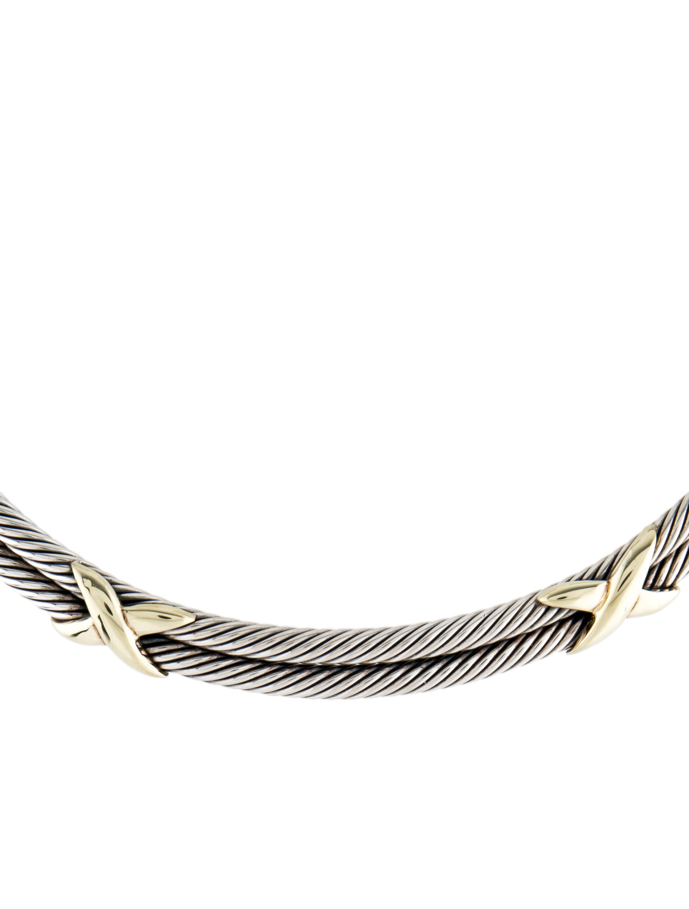 David Yurman Two-Tone Metro Cable Collar Necklace - 14K Yellow Gold ...