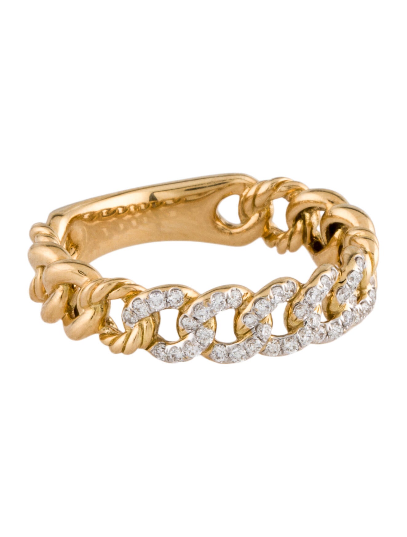 David Yurman 18K Diamond Belmont Curb Link Band Ring - 18K Yellow Gold ...