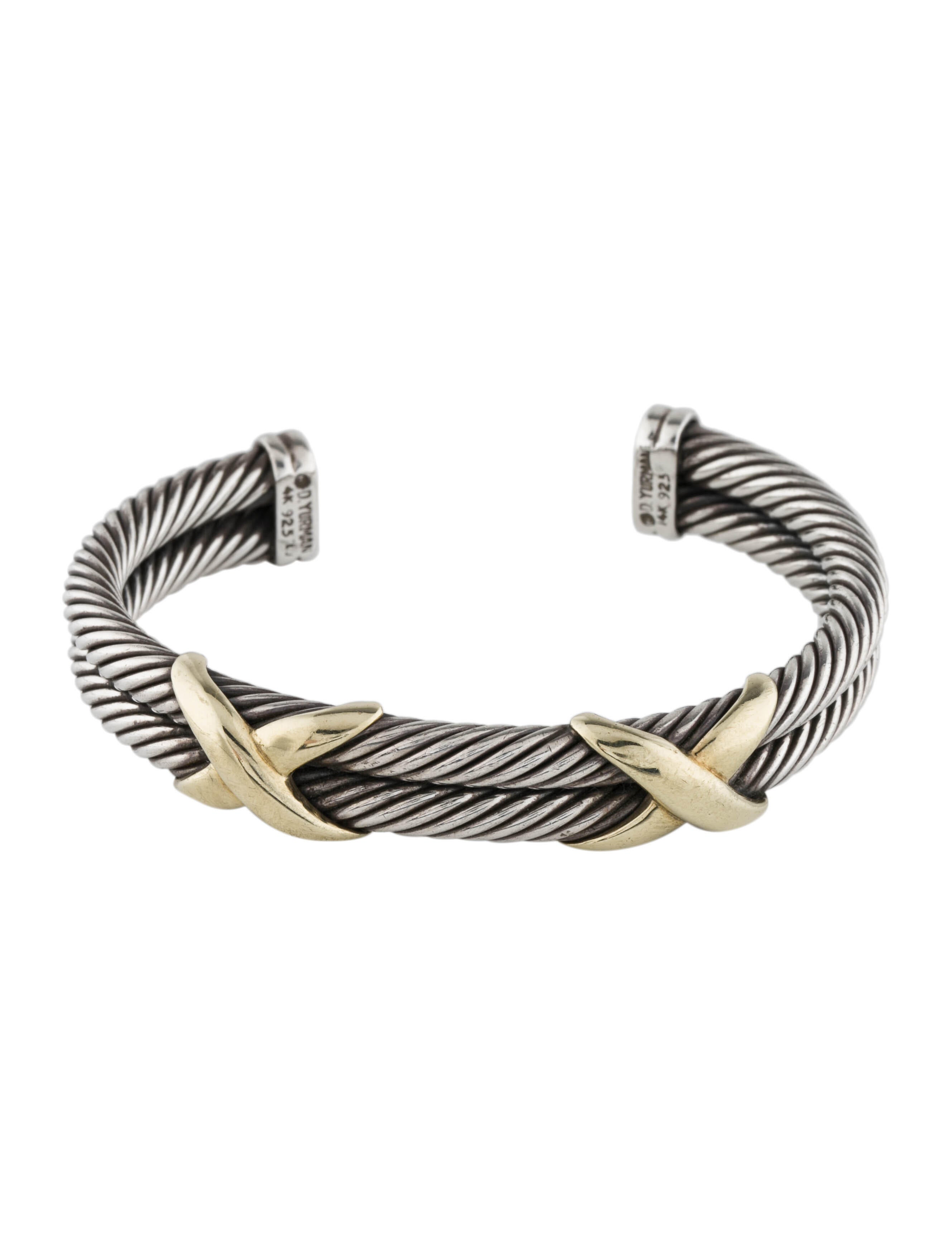 David Yurman Two-Tone Five X Wide Cable Cuff Bracelet - 14K Yellow Gold ...