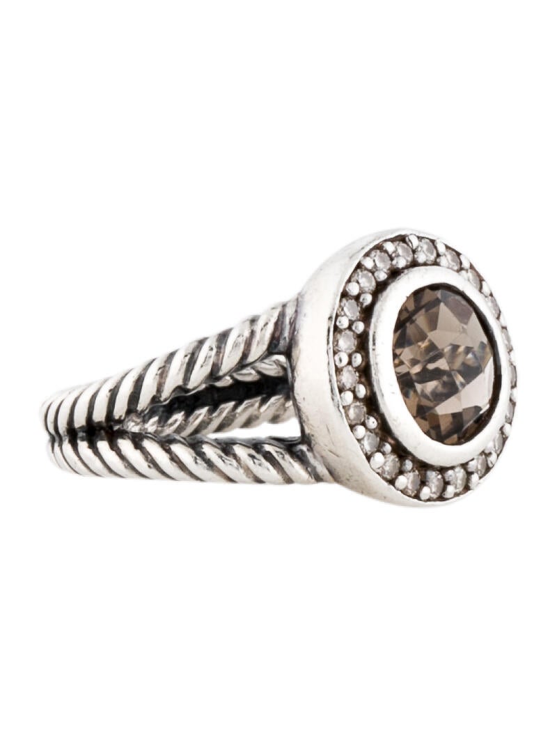 David Yurman Smoky Quartz & Diamond Cerise Cocktail Ring - Sterling ...