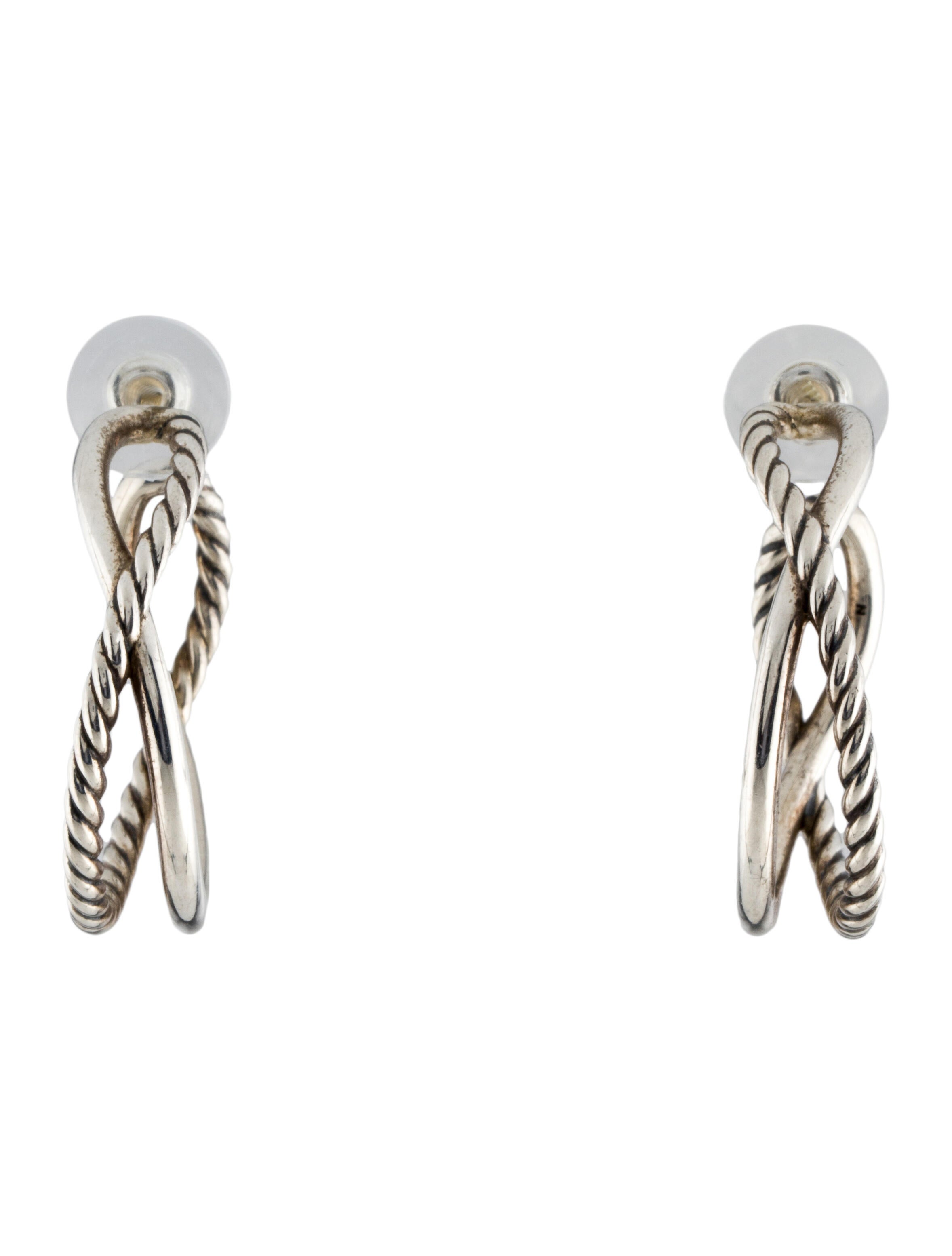 David Yurman Two-Tone Crossover Hoop Earrings - 18K Yellow Gold Hoop ...