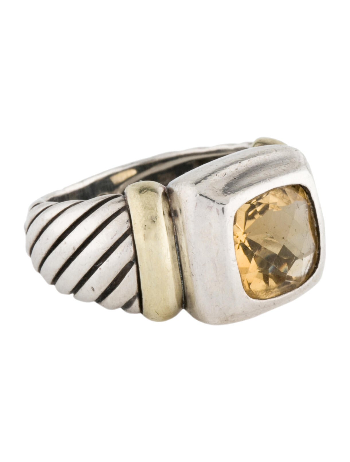 David Yurman Two-Tone Citrine Cocktail Ring - 14K Yellow Gold Cocktail ...