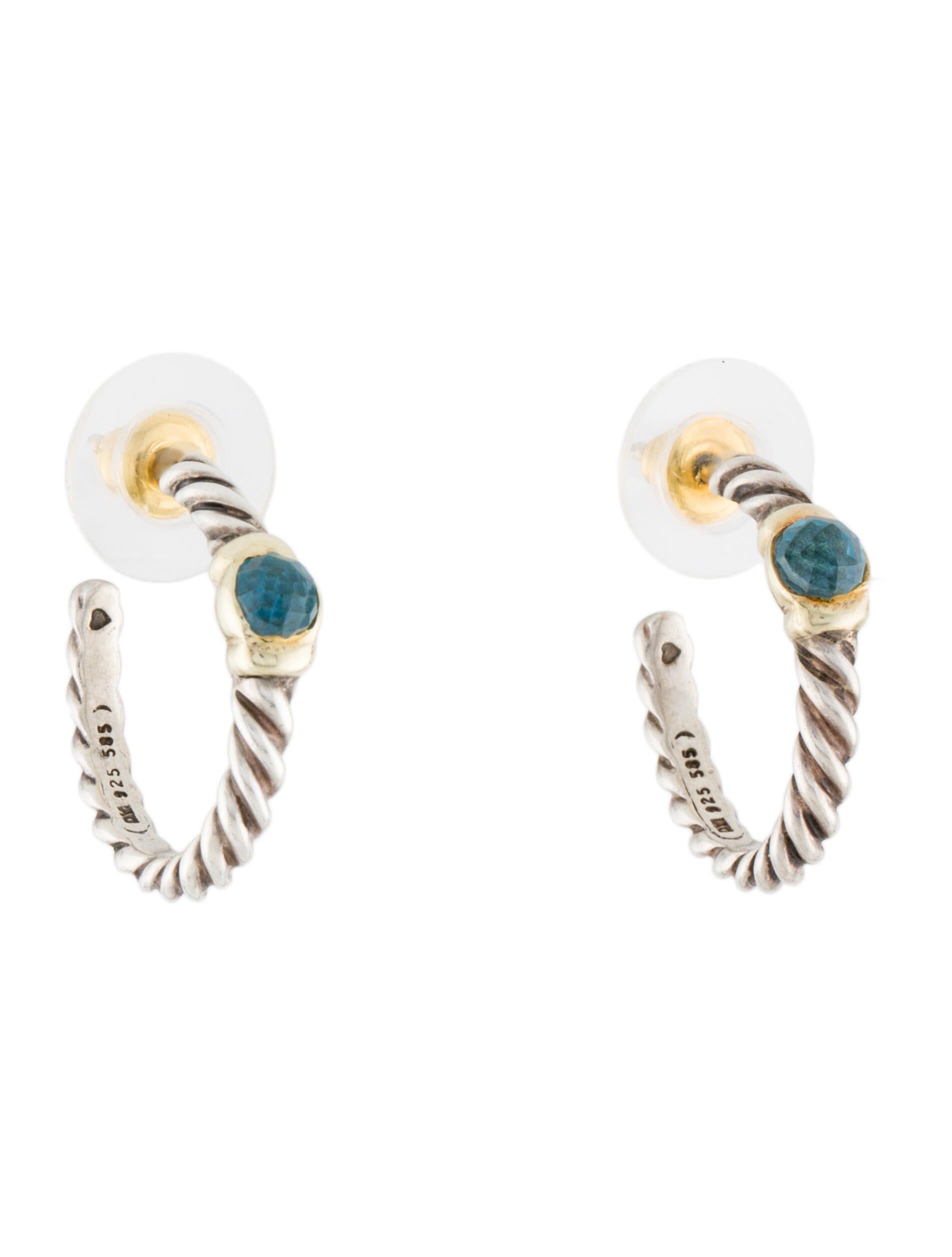 David Yurman Two-Tone Cable Hoop Earrings - 14K Yellow Gold Hoop ...