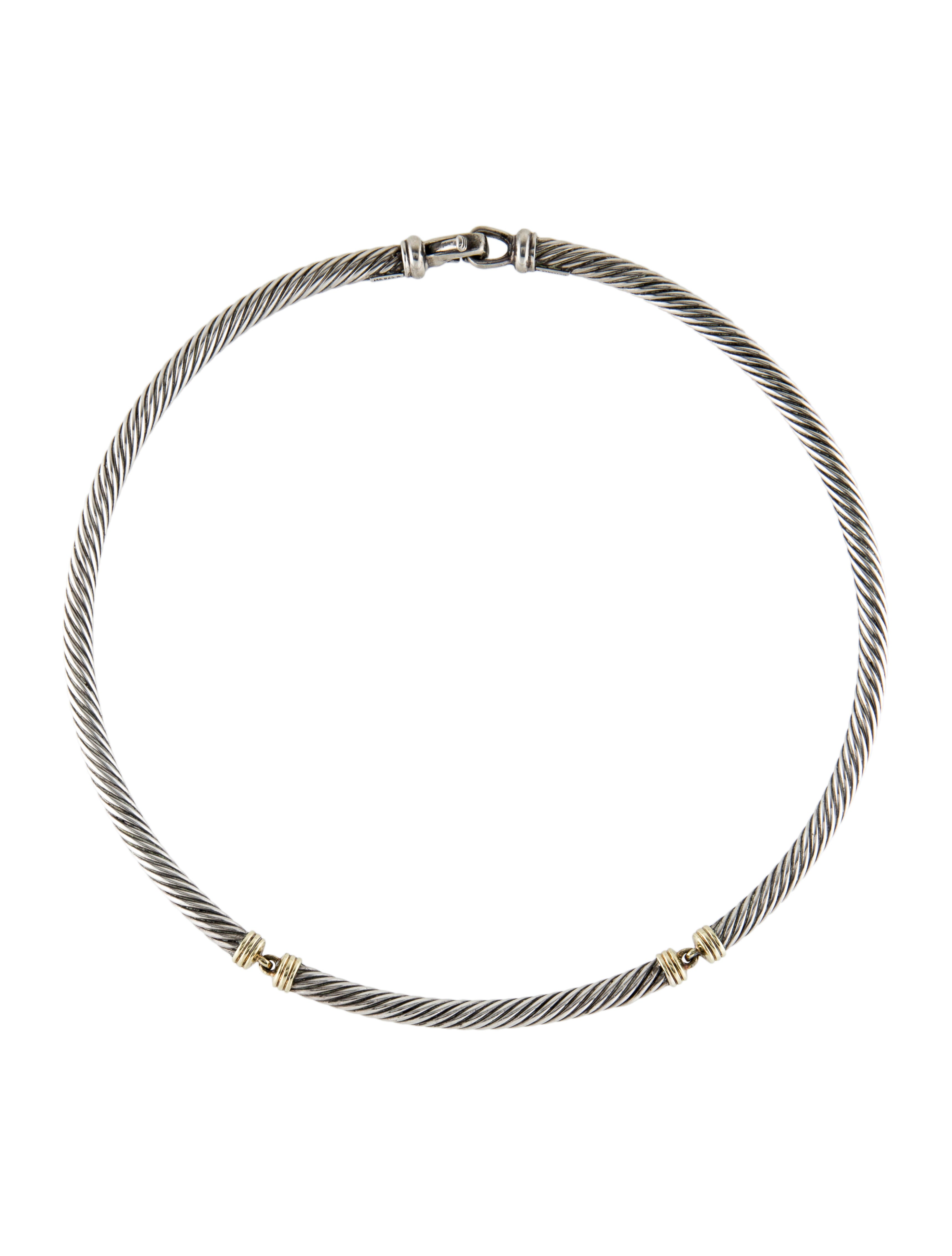 David Yurman Two-Tone Metro Cable Collar Necklace - 14K Yellow Gold ...