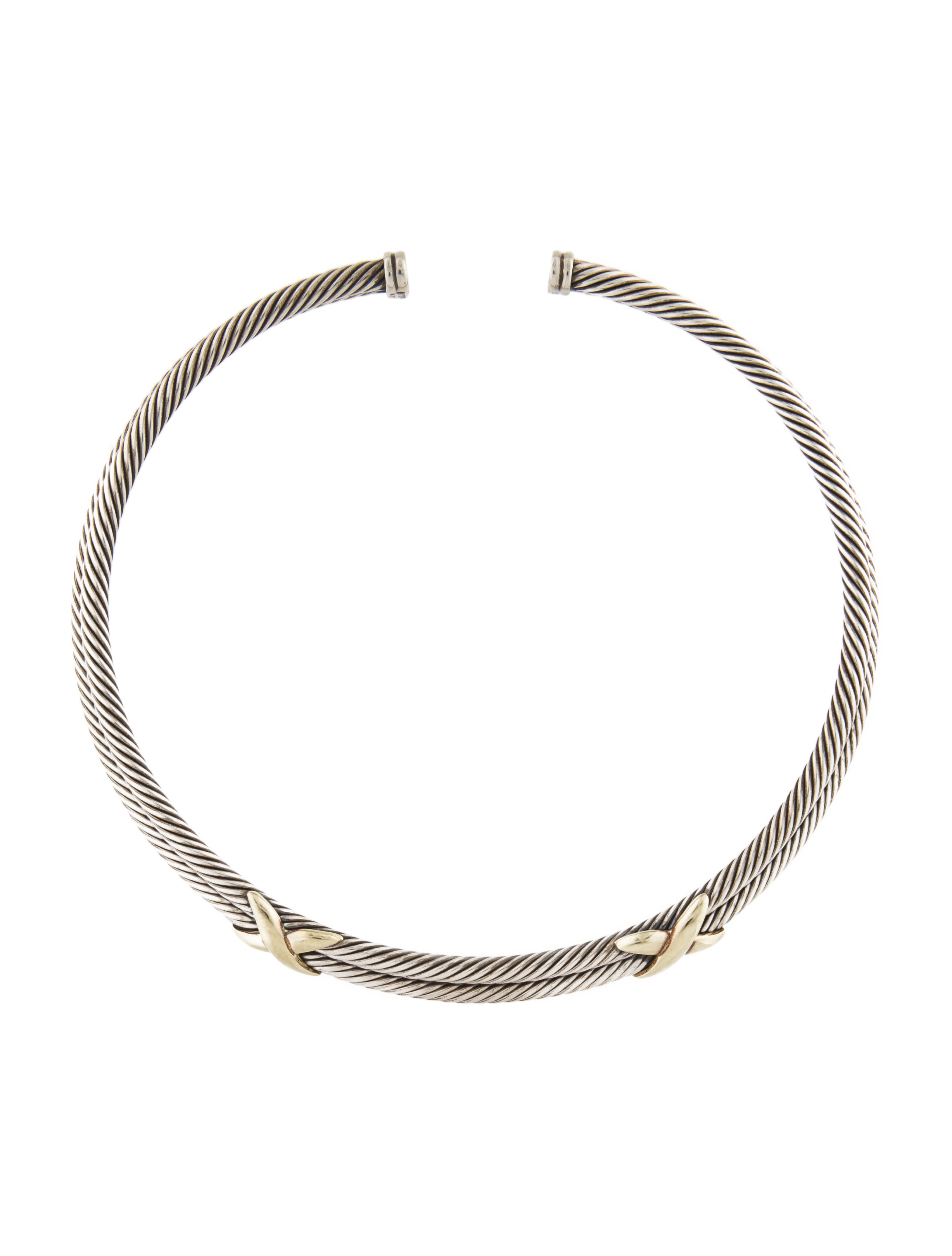 David Yurman Two-Tone X Cable Collar Necklace - 14K Yellow Gold Collar ...